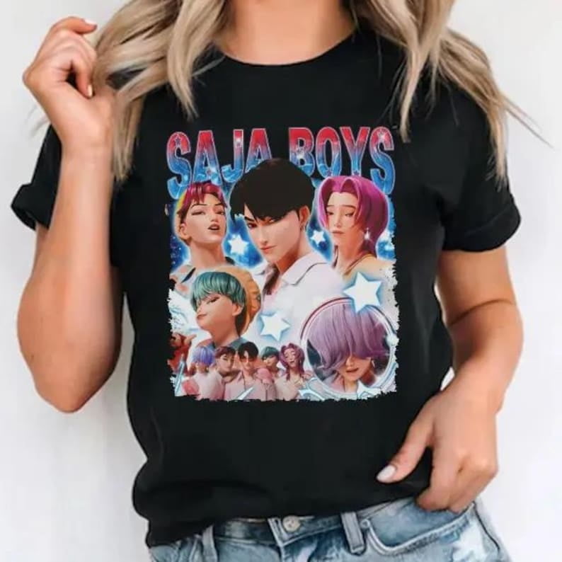 Saja Boys Kpop Demon Hunters Character Shirt, Retro Bootleg T-Shirt ...