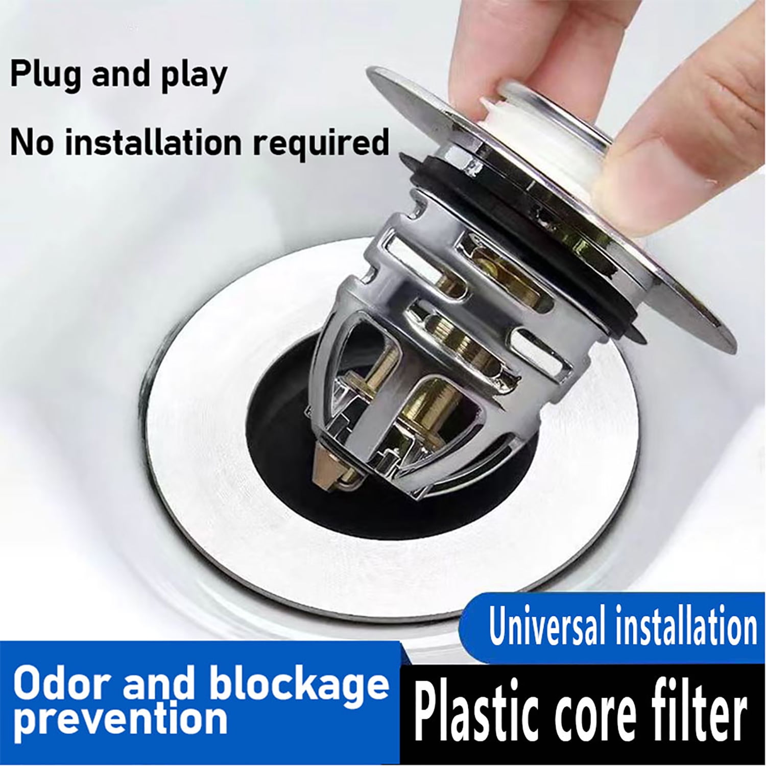 Sakaguro Pressure Washbasin Anti Clogging Filter, Silver Minimalist, 1 ...