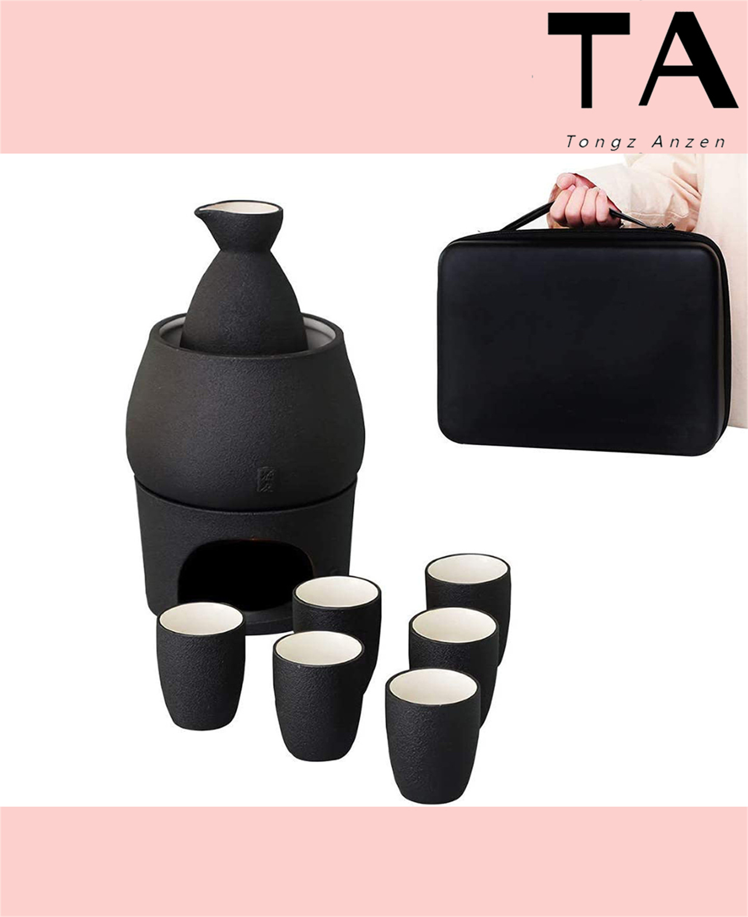 Sake Set Cups with Warmer + Sake Saki Drink Storage Gift Box - Walmart.com