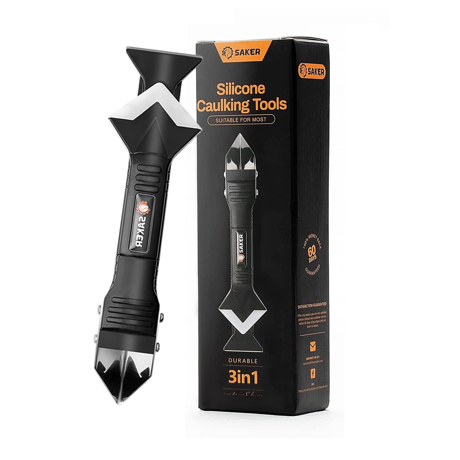 Hyper Tough 3-in-1 Caulk Tool with Stainless Steel Scraper End and ...