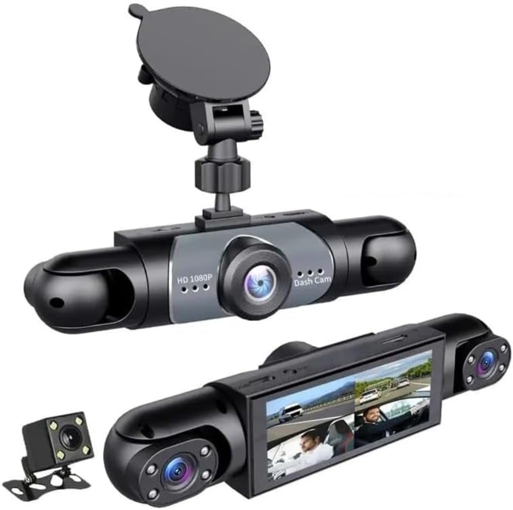 Saker 4 Channel Dash Cam for Cars, 4K Front & 1080P Interior Rear Side ...