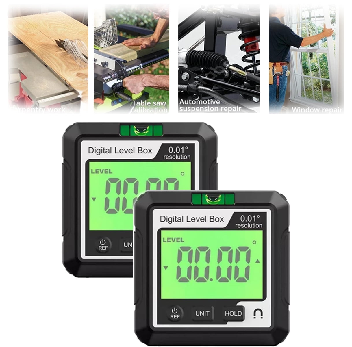 Saker Magnetic Digital Inclinometer, 4-Side Magnetic Angle Finder, Protractor Level, Auto Data ...