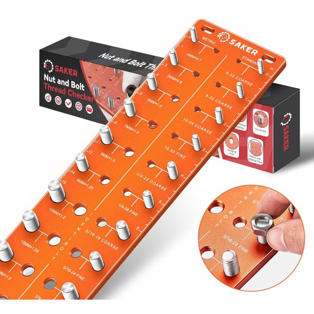 Saker Nut and Bolt Thread Checker, Bolt Size and Thread Gauge, 14 ...