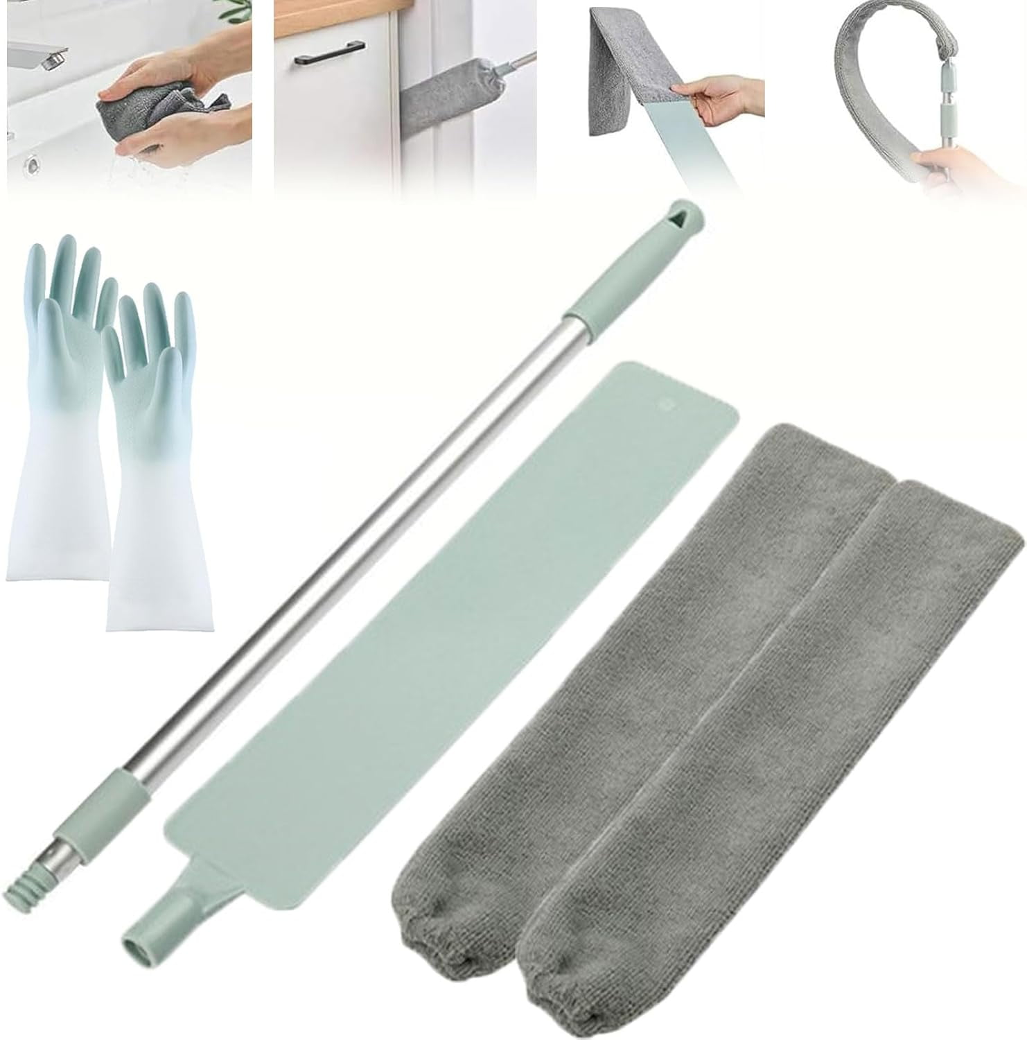 Saker Plus Flat Duster,Retractable Microfiber Gap Dust Cleaning with ...