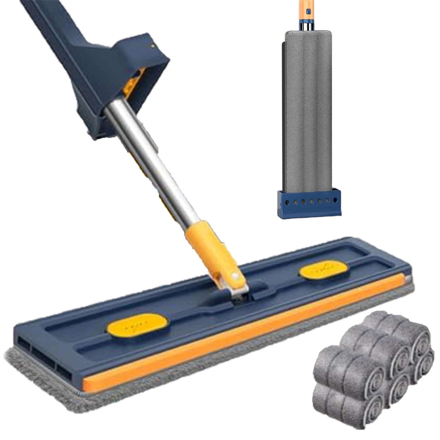 Saker Plus Mop, 2026 New Large Flat Mop and Bucket with Wringer System, 360° Rotatable ...