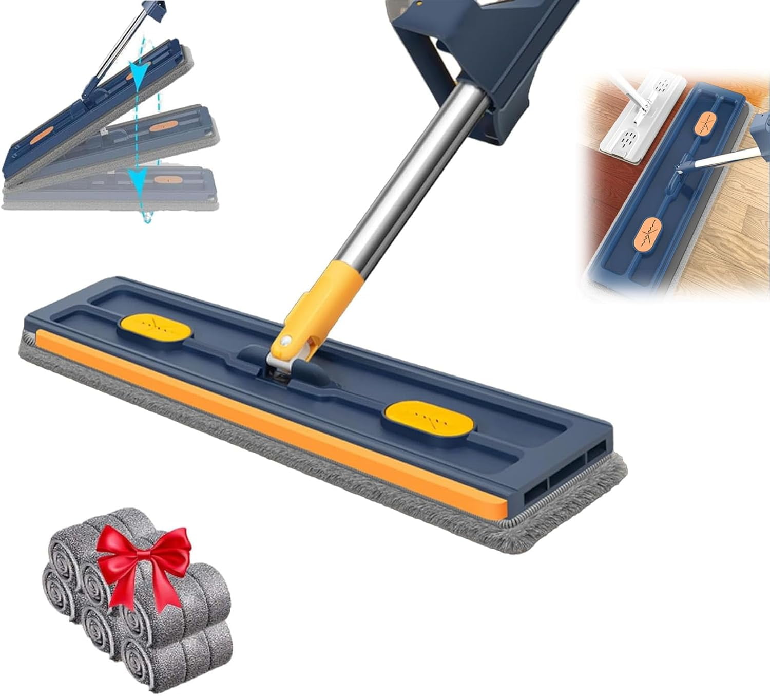 Saker Plus Mop,360° Rotation Flat Mop,with Microfiber Washable Pads ...