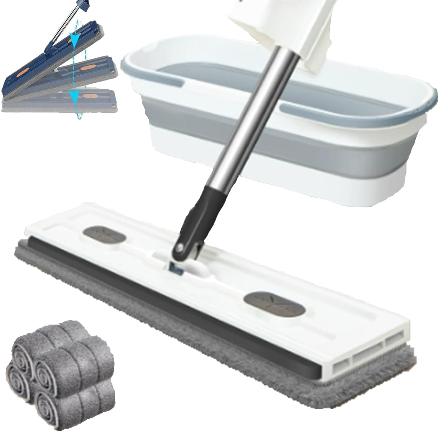Saker Plus Mop and Bucket Set 2025 Upgraded - Self-Wringing Flat Mop ...