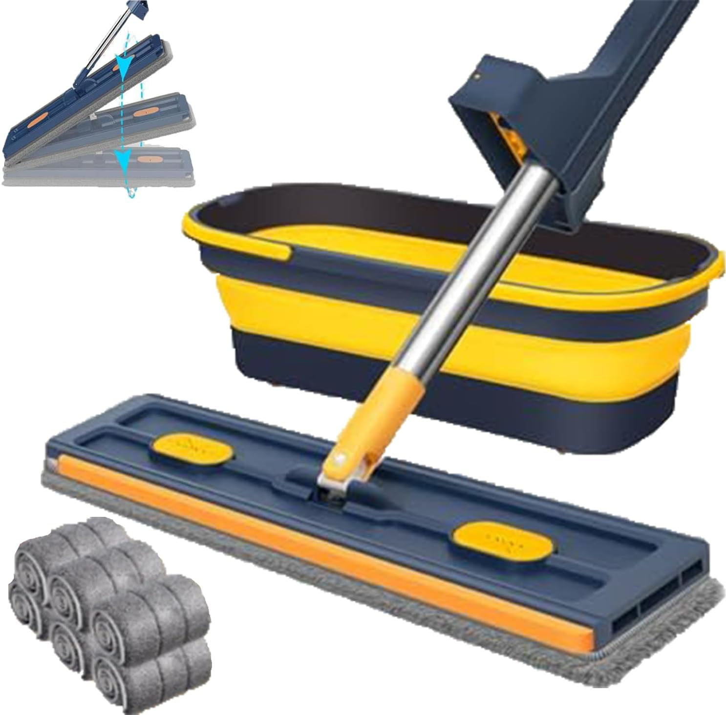 Saker Plus Mop and Bucket Set 2025 Upgraded - Self-Wringing Flat Mop ...