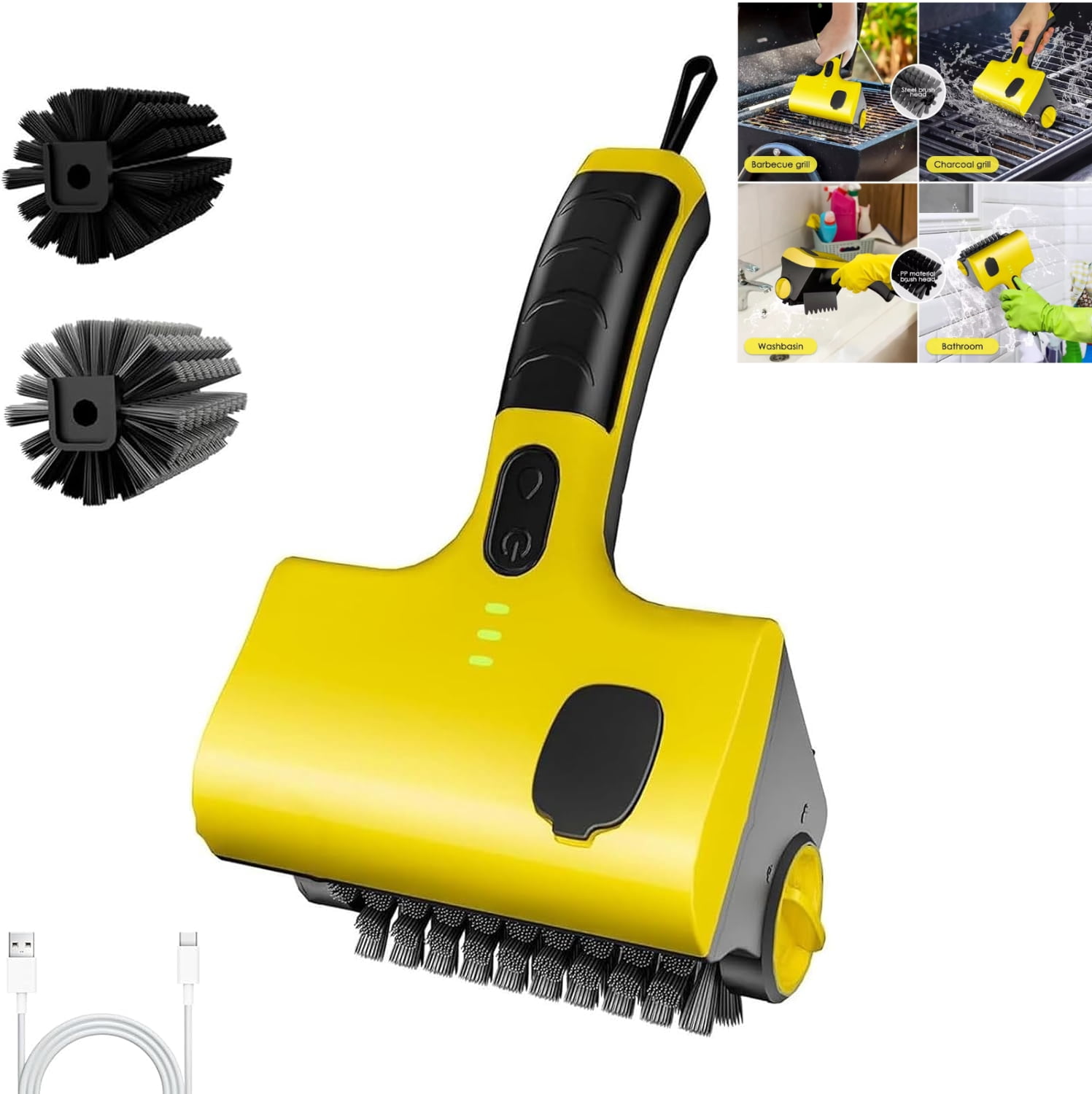 Saker Sakerplus Electric Grill Cleaner, 360° Rotating Cleaning Cordless ...