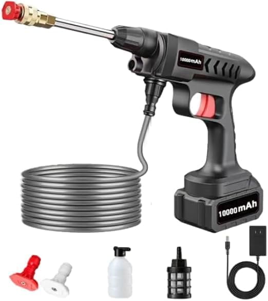 Saker Sakerplus Portable Cordless Pressure Washer,600 PSI High-Pressure Water Flow, 6-in-1 Multi ...