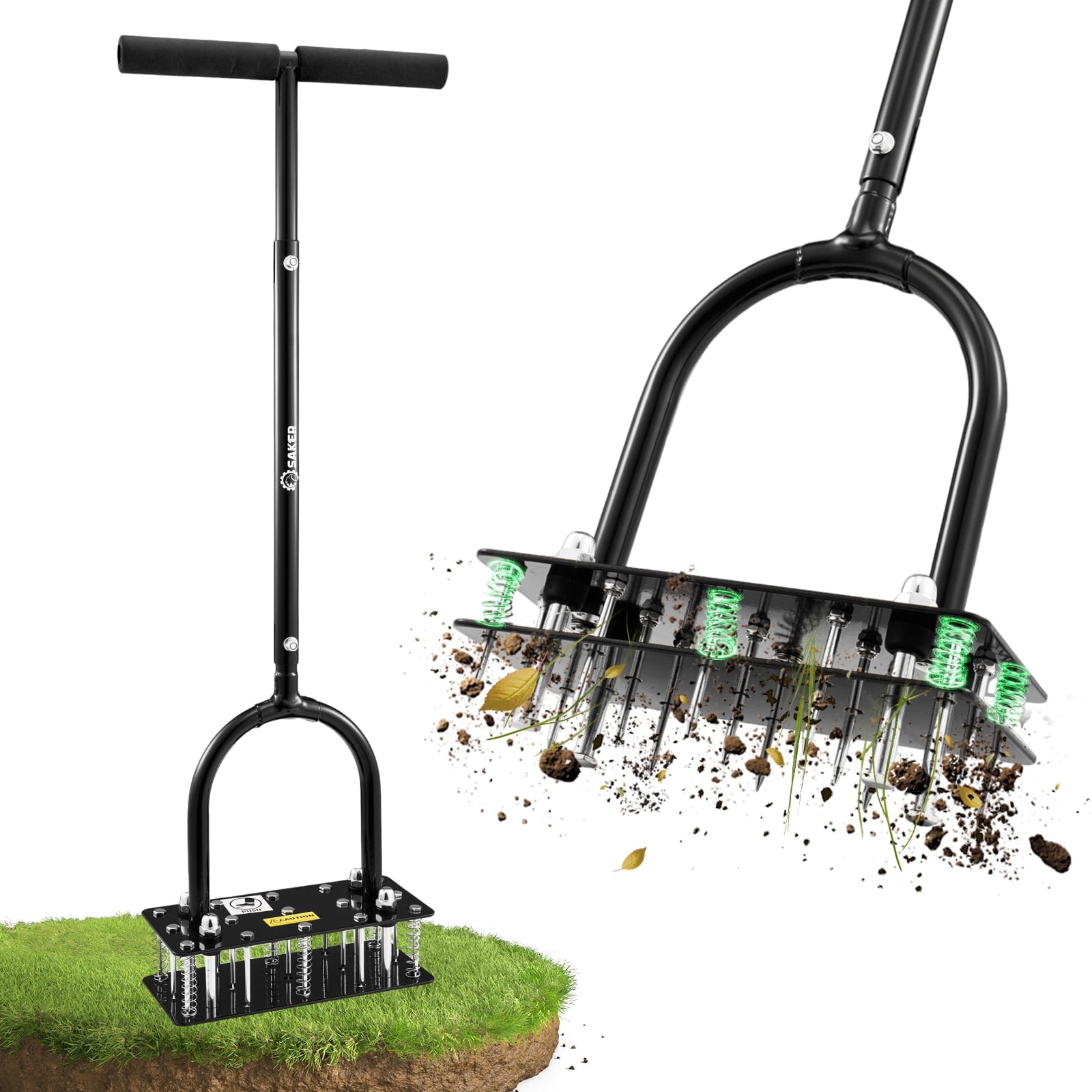 Saker Spike Lawn Air Aerator, Heavy Duty Garden Lawn Aeration Tool for ...