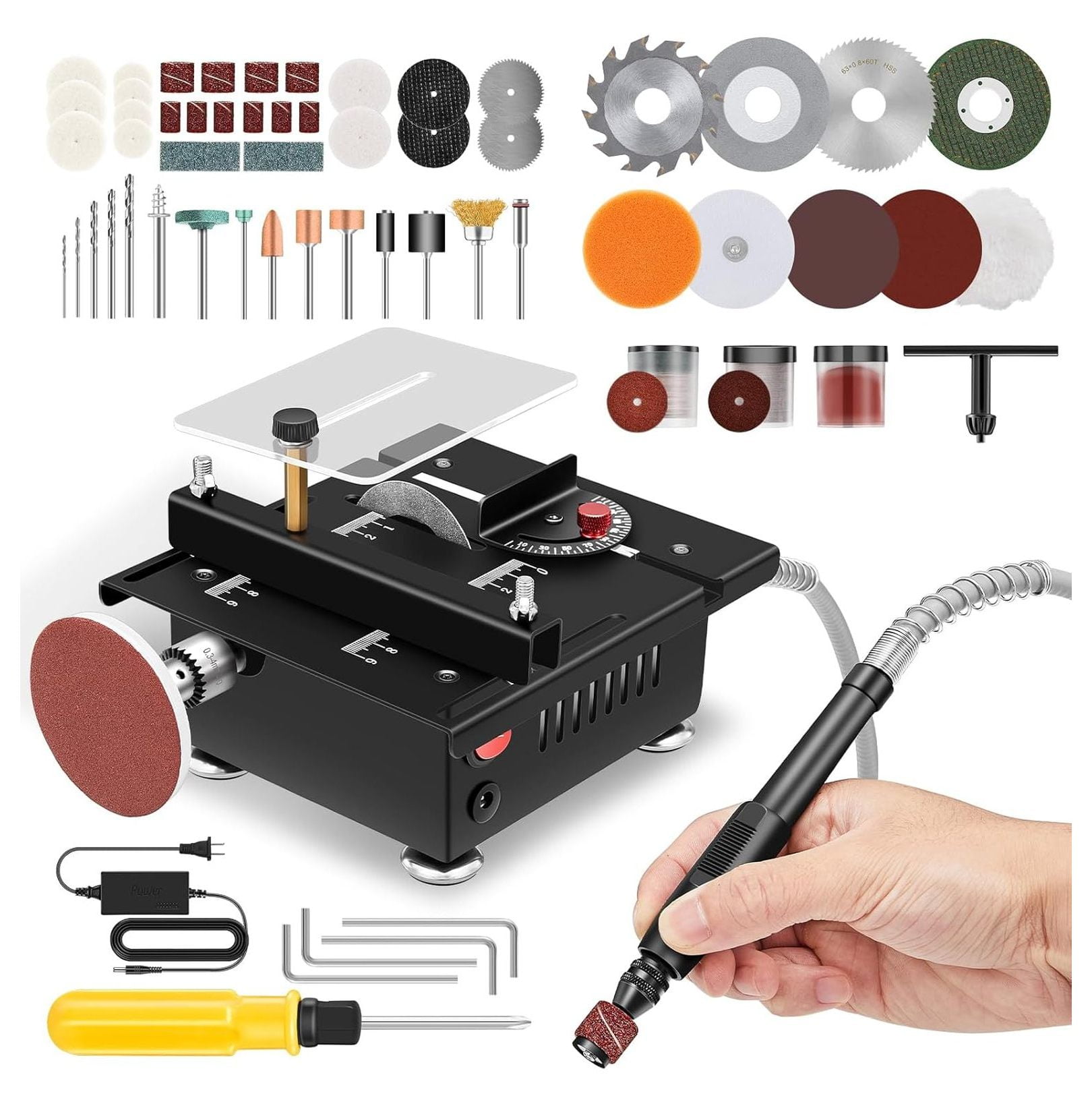 SakerPlus Multi-Functional Mini Table Saw,2025 Upgraded Mini Desktop Electric Saw Cutter Speeds ...