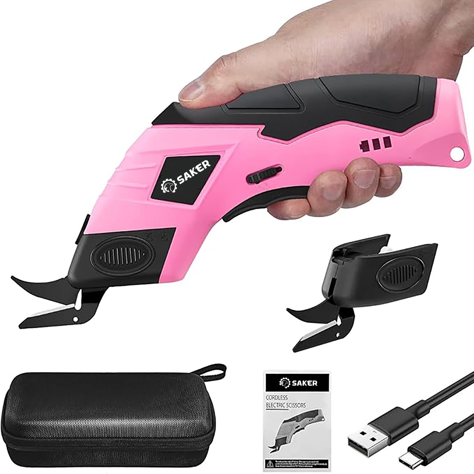 Saker Cordless Electric Scissors, Lightweight, Type-C Charging, Safety ...