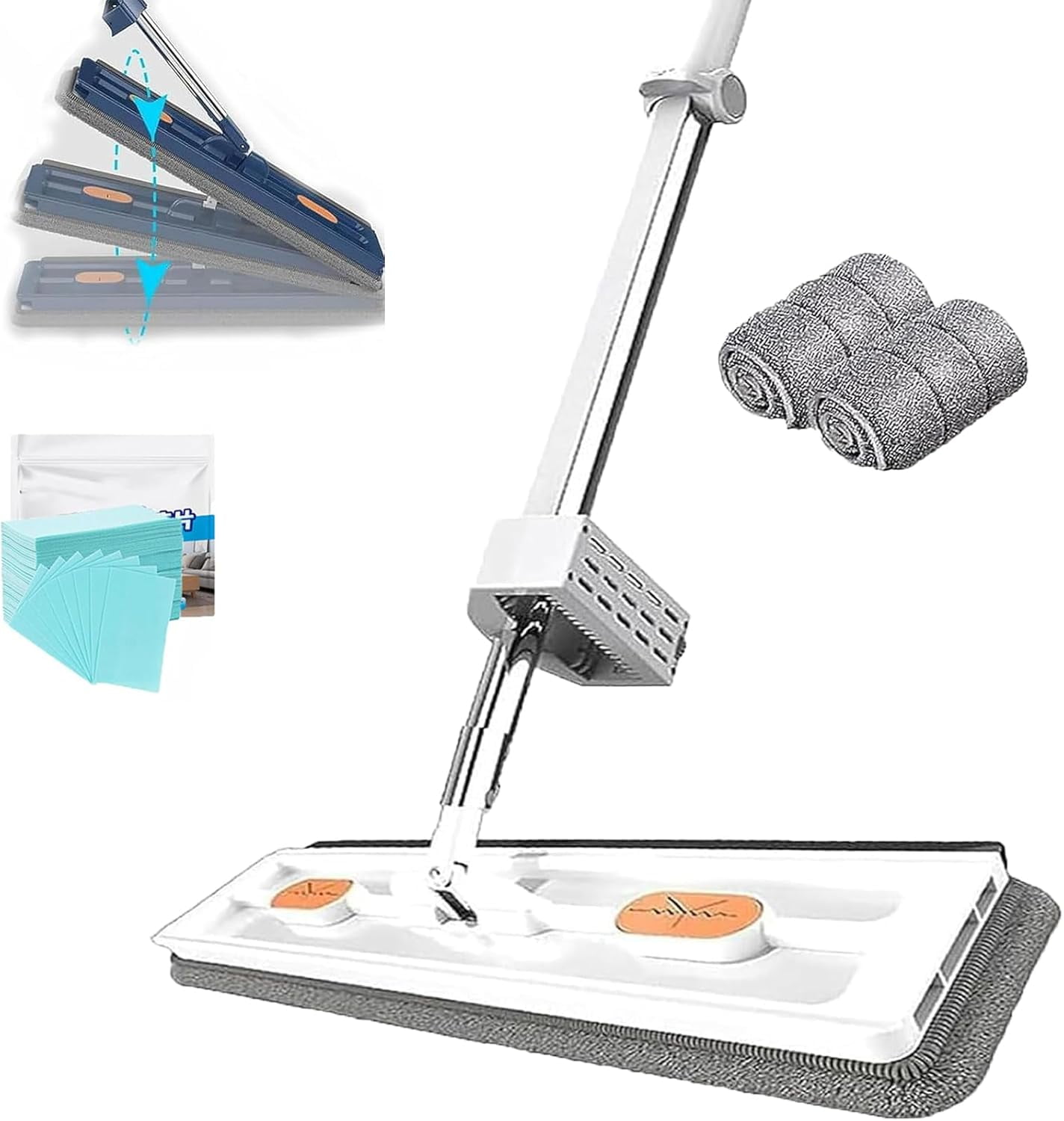 Sakerplus Large Flat Mop, Saker Plus Mop, 2025 50'' Large Flat Mop and Bucket System, 360 ...