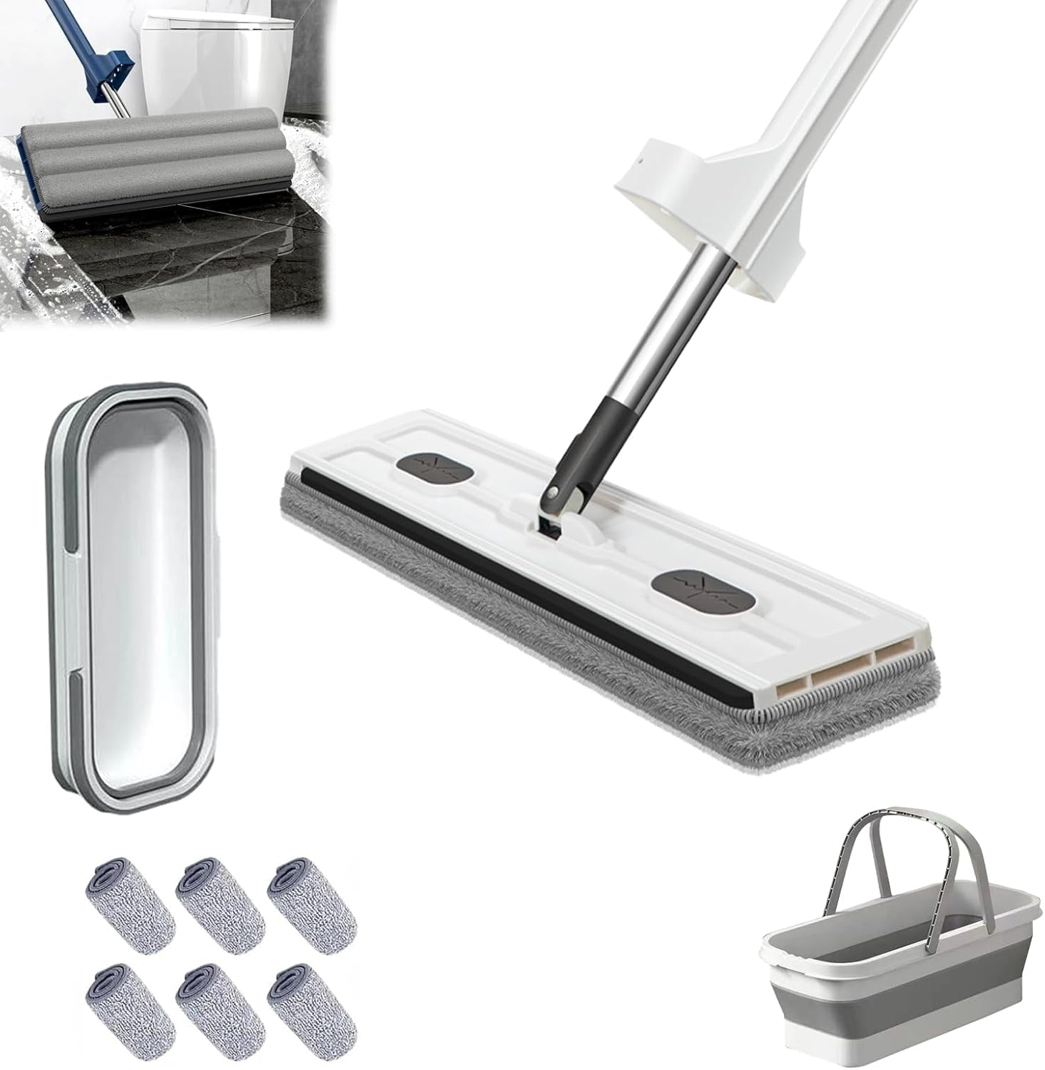 Sakerplus Large Flat Mop, Saker Plus Mop, Large Flat Mop and Bucket ...