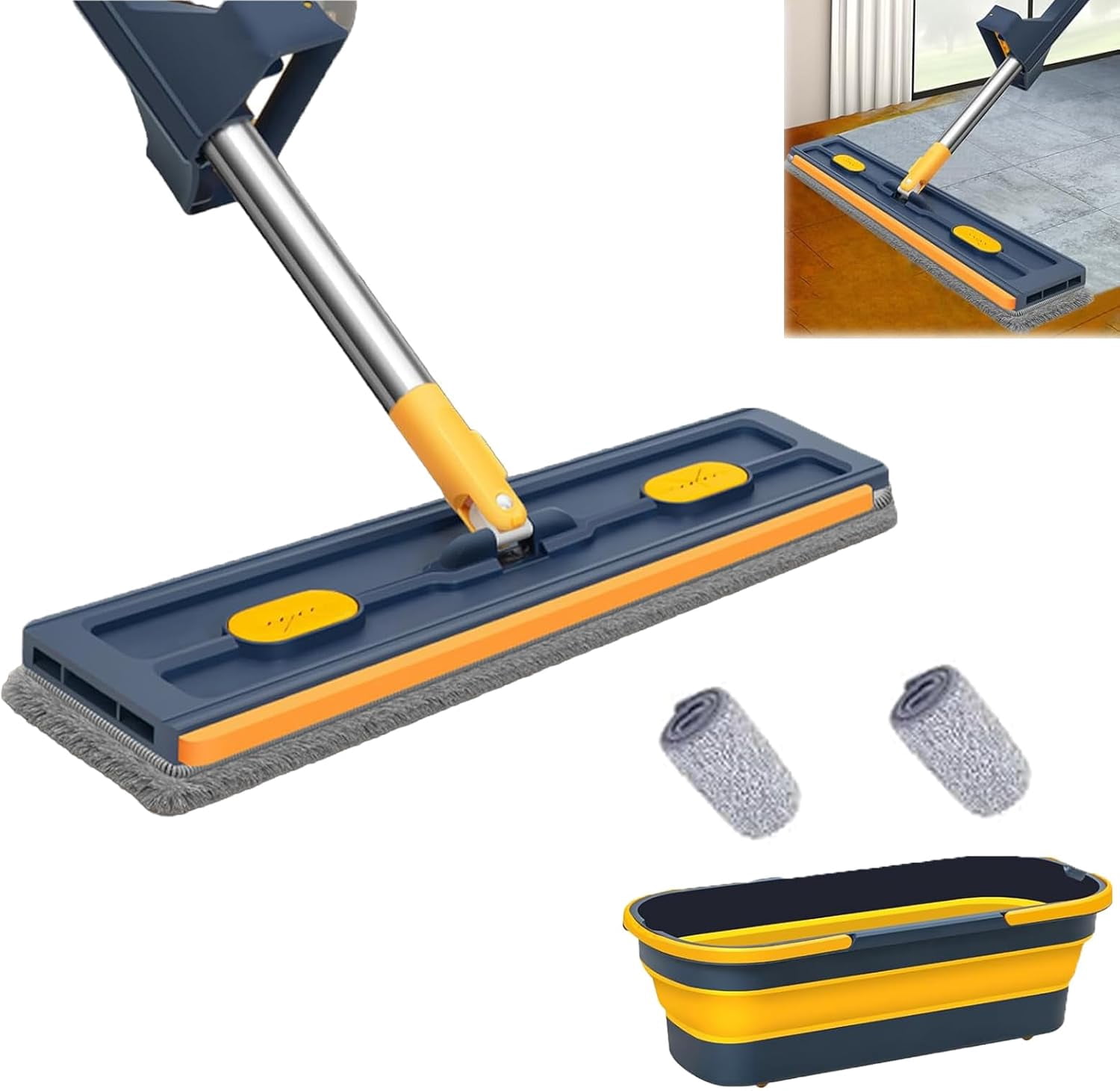 Sakerplus Large New Style Flat Mop,360° Rotating Flat Mop with 2/4/6 ...