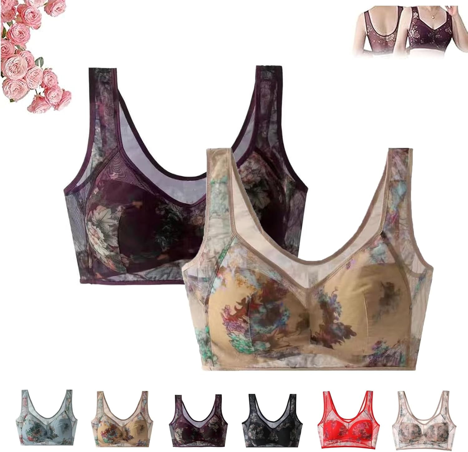 Sakesfor Cooling Comfort Bra, Super Gather Bra Ice Silk Lace Cooling ...