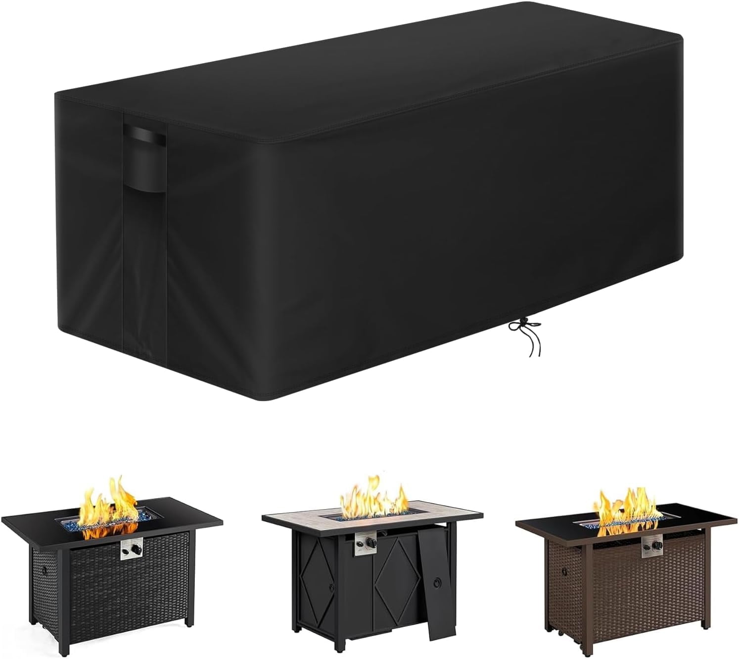 Saking 57in Propane Gas Fire Pit Table Cover, Black, Waterproof Outdoor ...