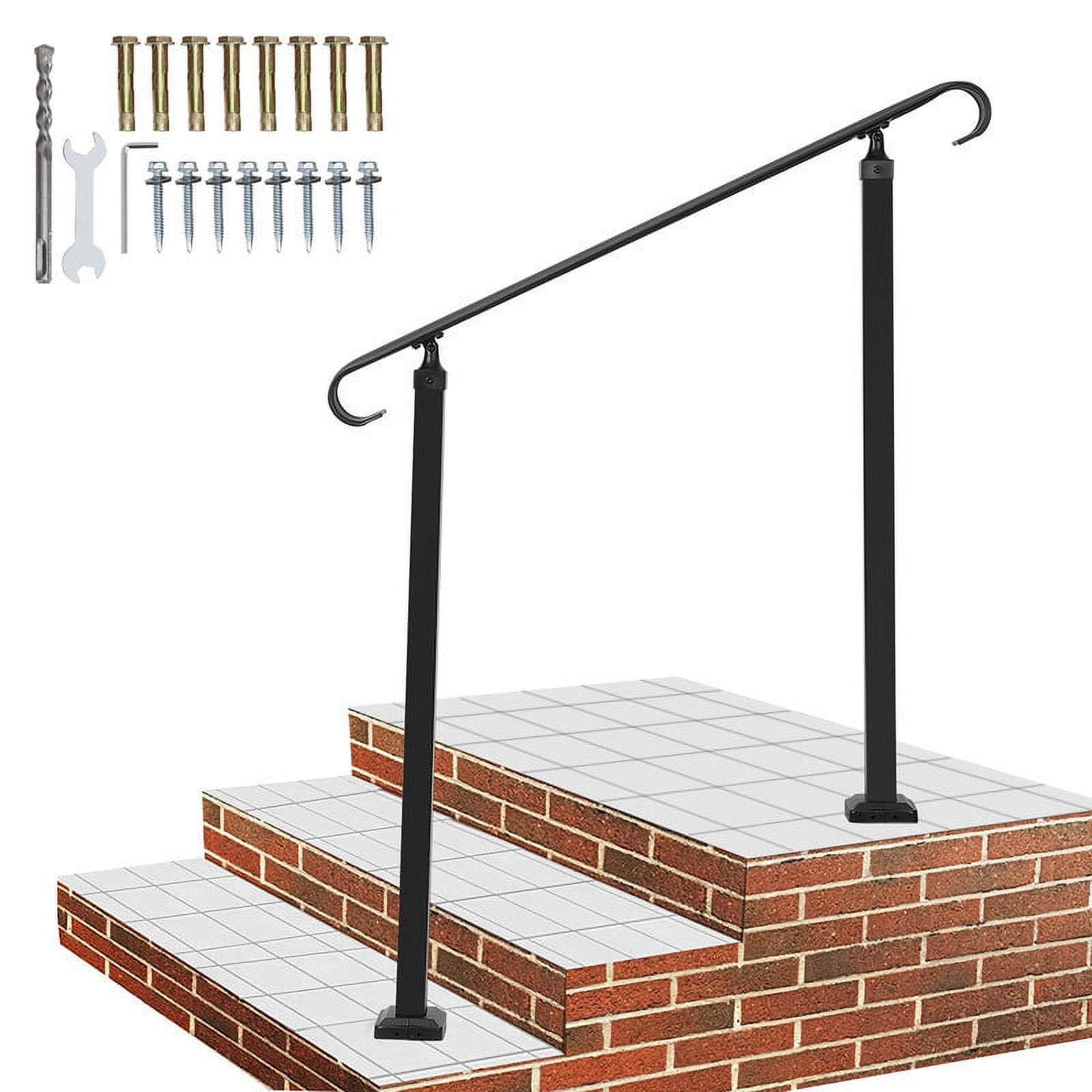 Sakiyr 1-3 Steps Handrail for Outdoor Stair Railing, Wrought Iron ...