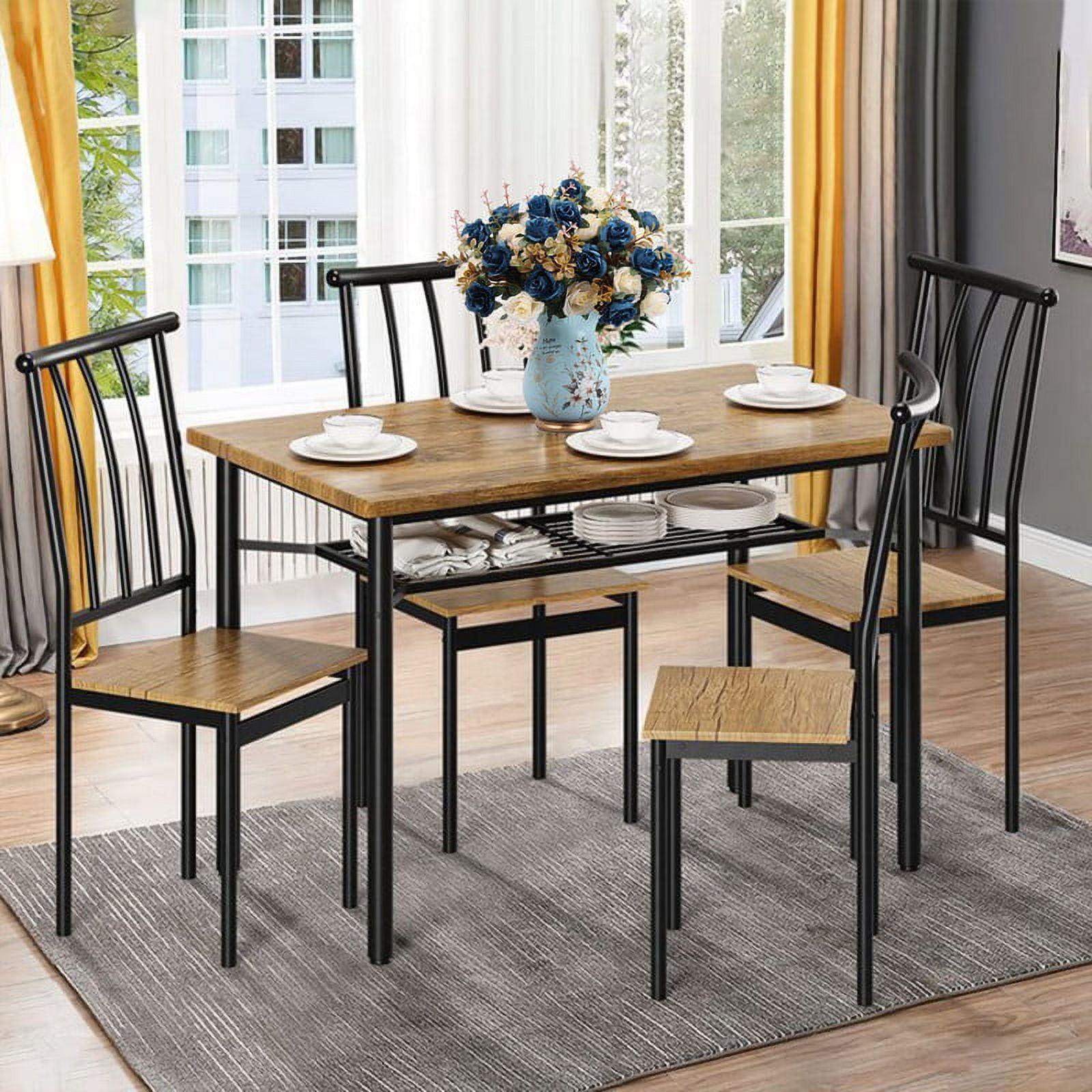 Sakiyr 5-Piece Dining Table Set for 4, Metal Frame Kitchen Table with 4 ...