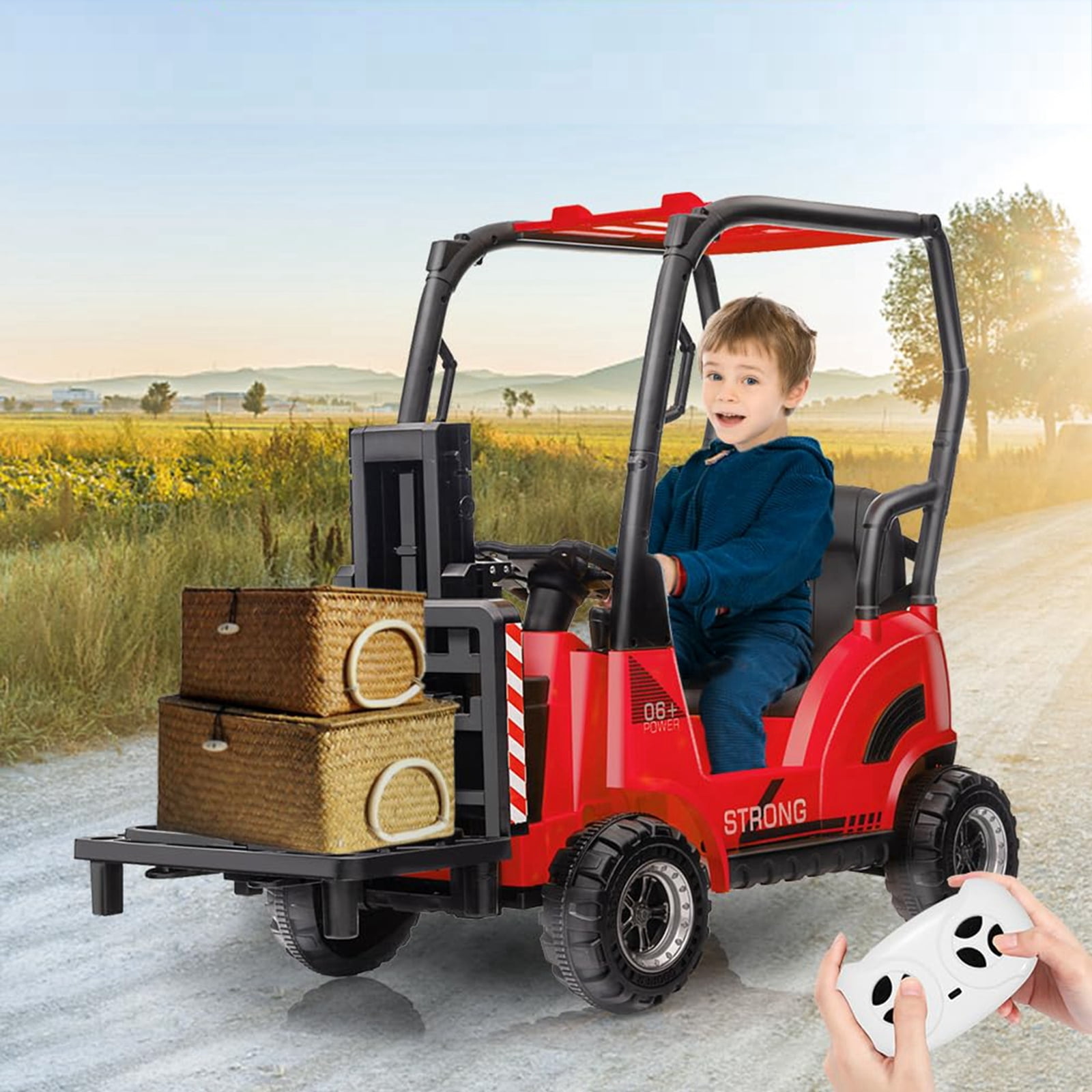 Sakiyrr 12V Powered Ride on Forklift Car with Lifting Fork, Pallet ...