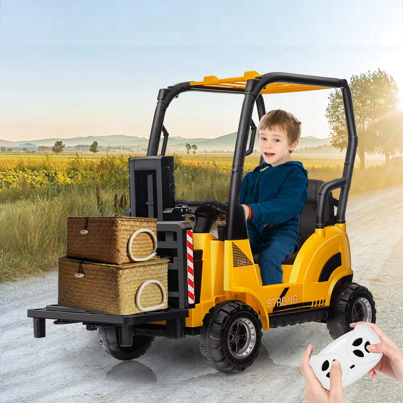 Sakiyrr 12V Powered Ride on Forklift Car with Lifting Fork, Pallet ...