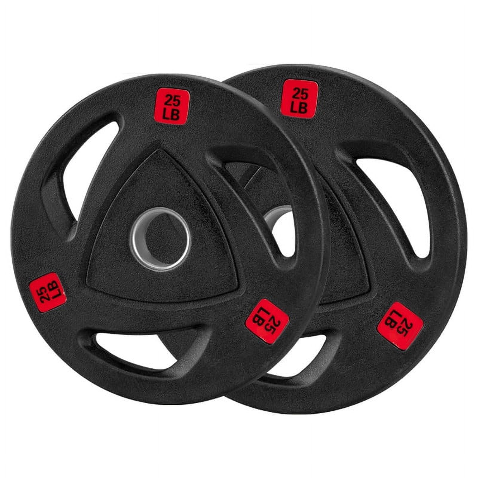 Sakiyrr 25 Lbs Barbell Weight Plates, Cast Iron Grip Plates with Rubber ...