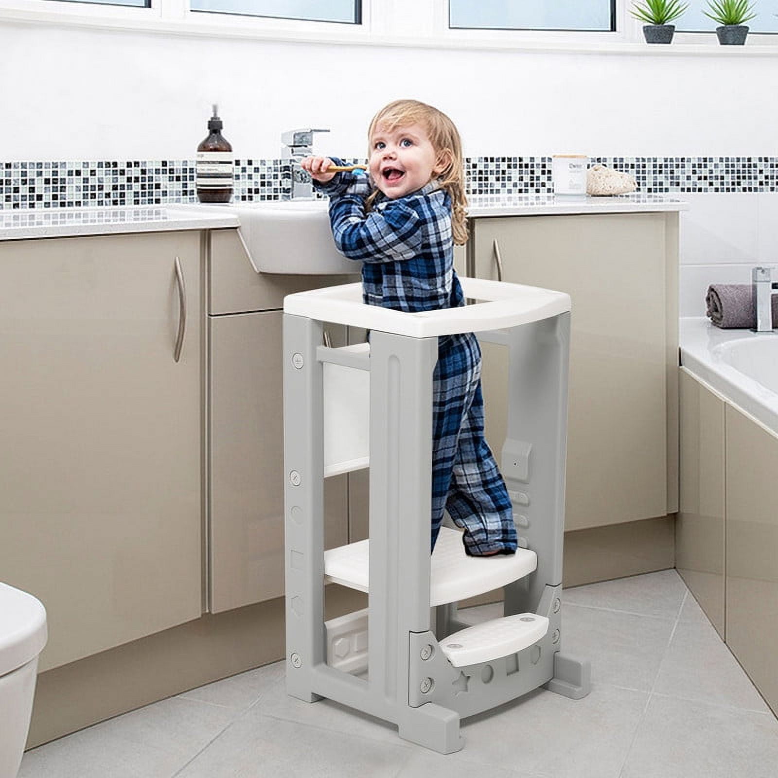 Sakiyrr Kitchen Step Stool for Kids, Toddler Tower Adjustable Height ...