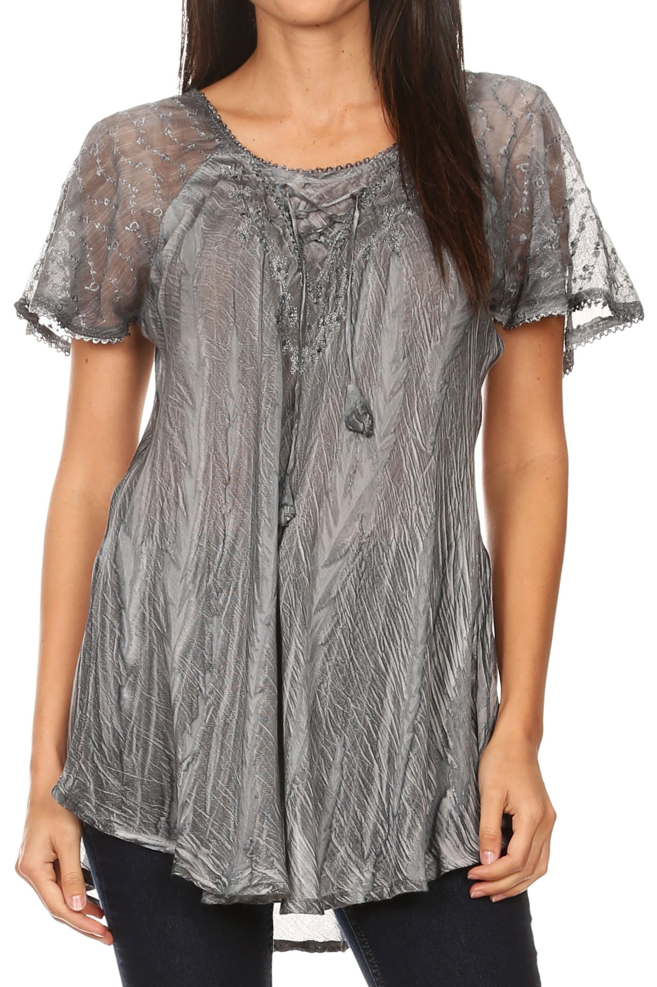 Sakkas Aline Women's Short Sleeve Casual Light Loose Scoop Neck Top ...