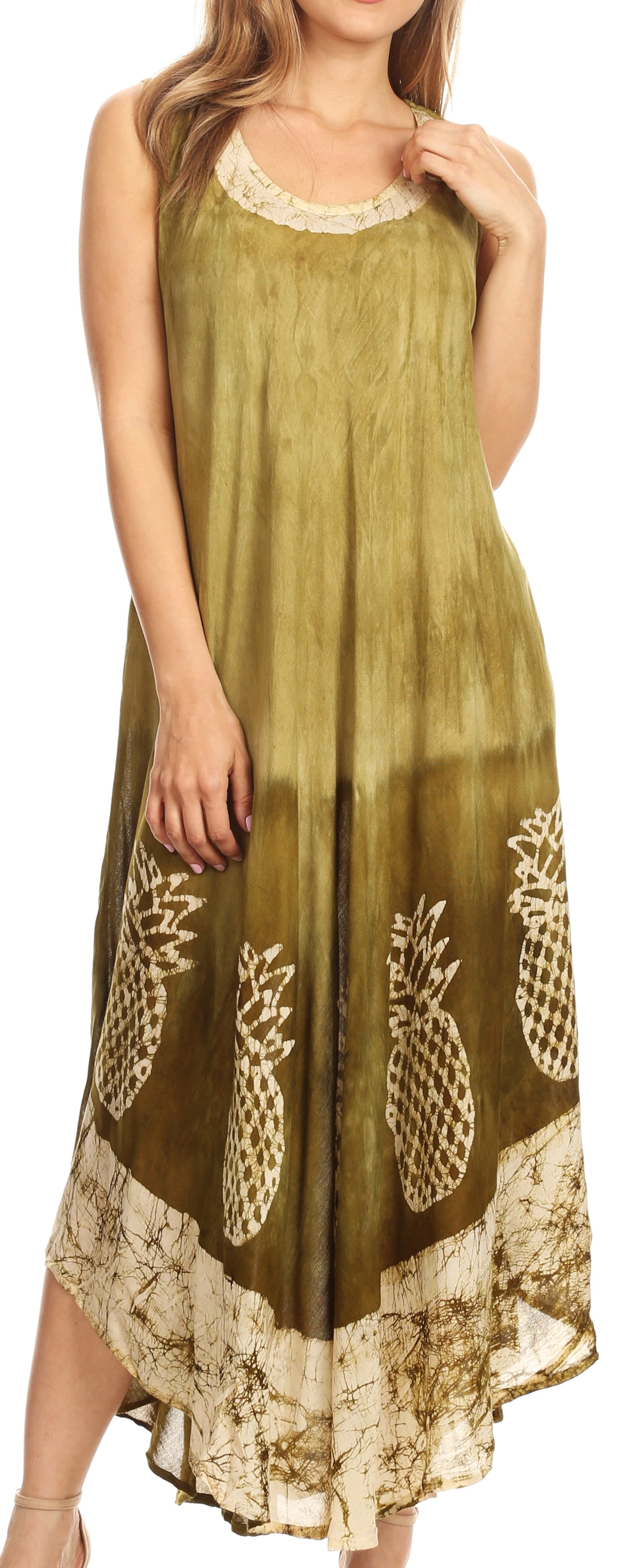 Sakkas Basira Womens Relax Lounge Everyday Summer Long Dress Tie-dye ...