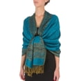 Sakkas Reversible Woven Pashmina Shawl with Border Pattern, Double ...