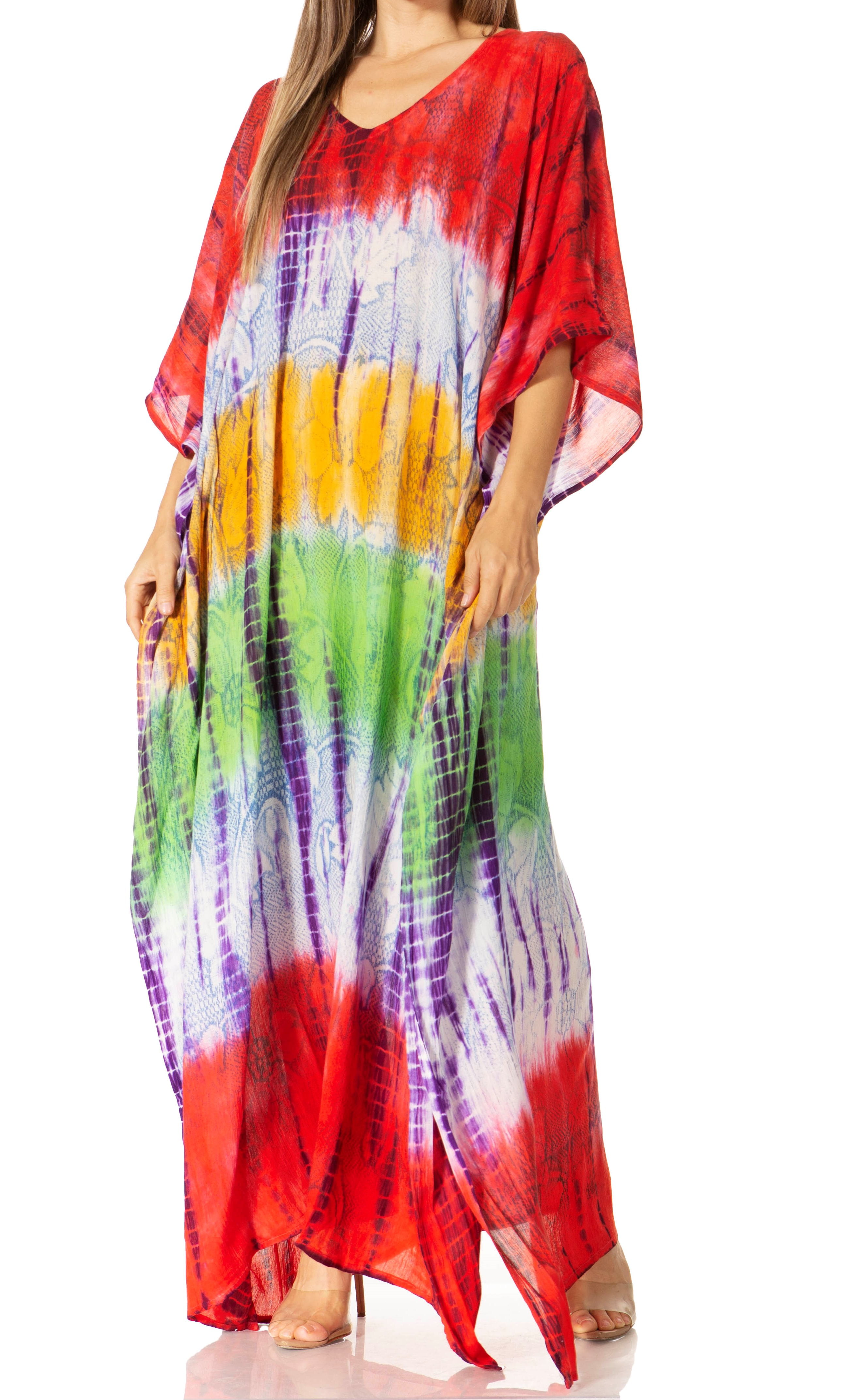 Sakkas Catia Women's Boho Casual Long Maxi Caftan Dress Kaftan Cover-up ...