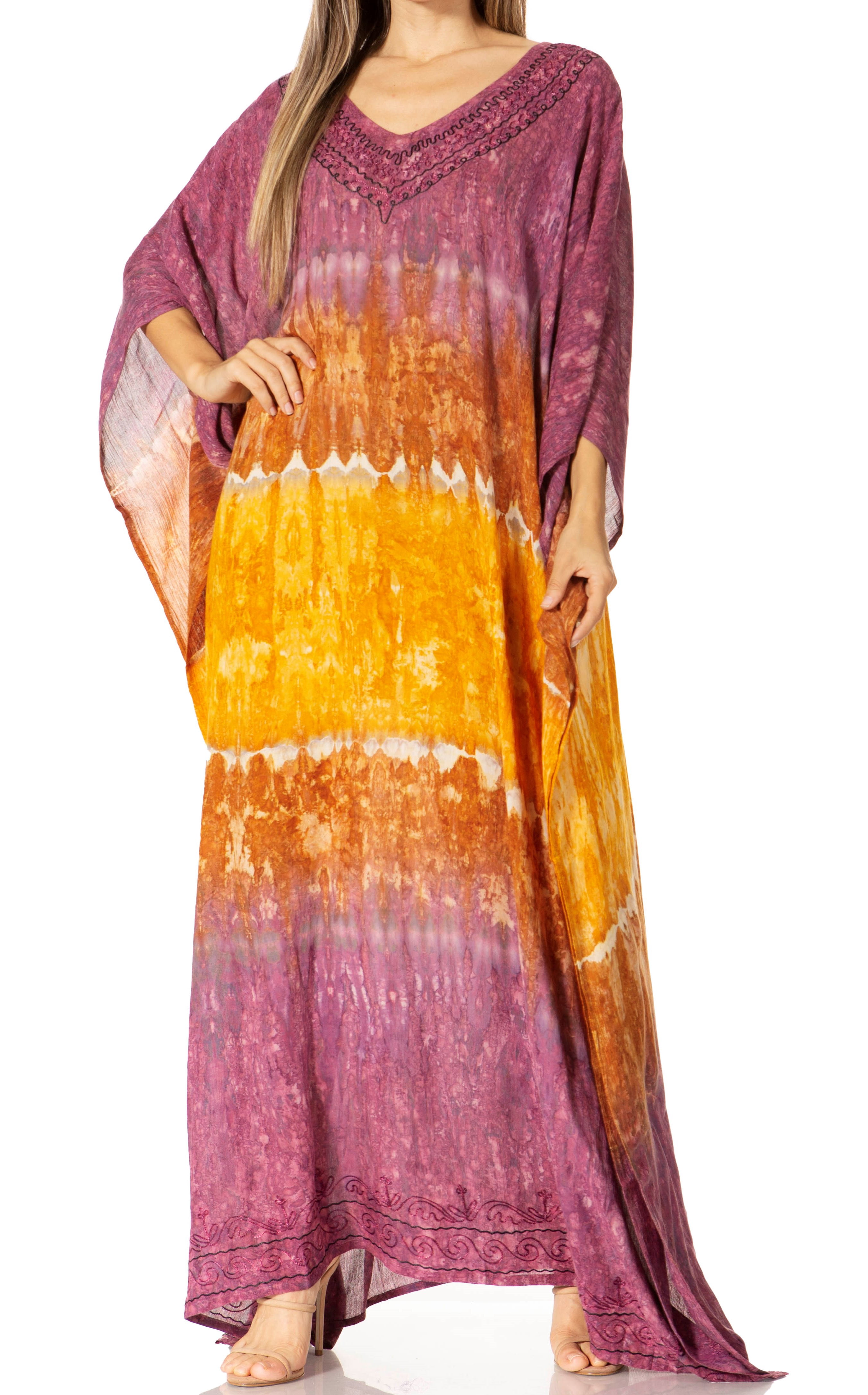 Sakkas Catia Women's Boho Casual Long Maxi Caftan Dress Kaftan Cover-up ...
