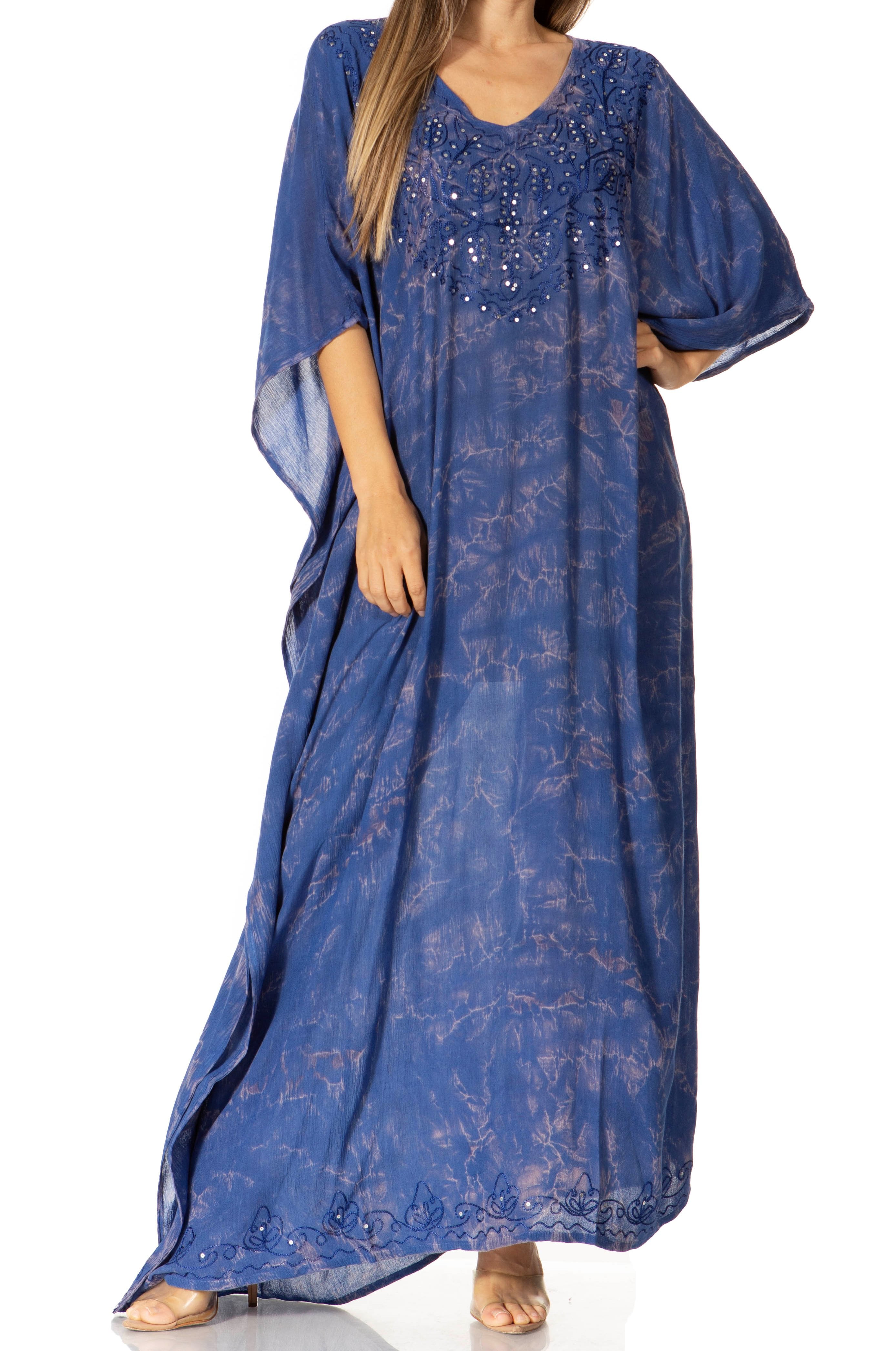 Sakkas Catia Women's Boho Casual Long Maxi Caftan Dress Kaftan Cover-up ...