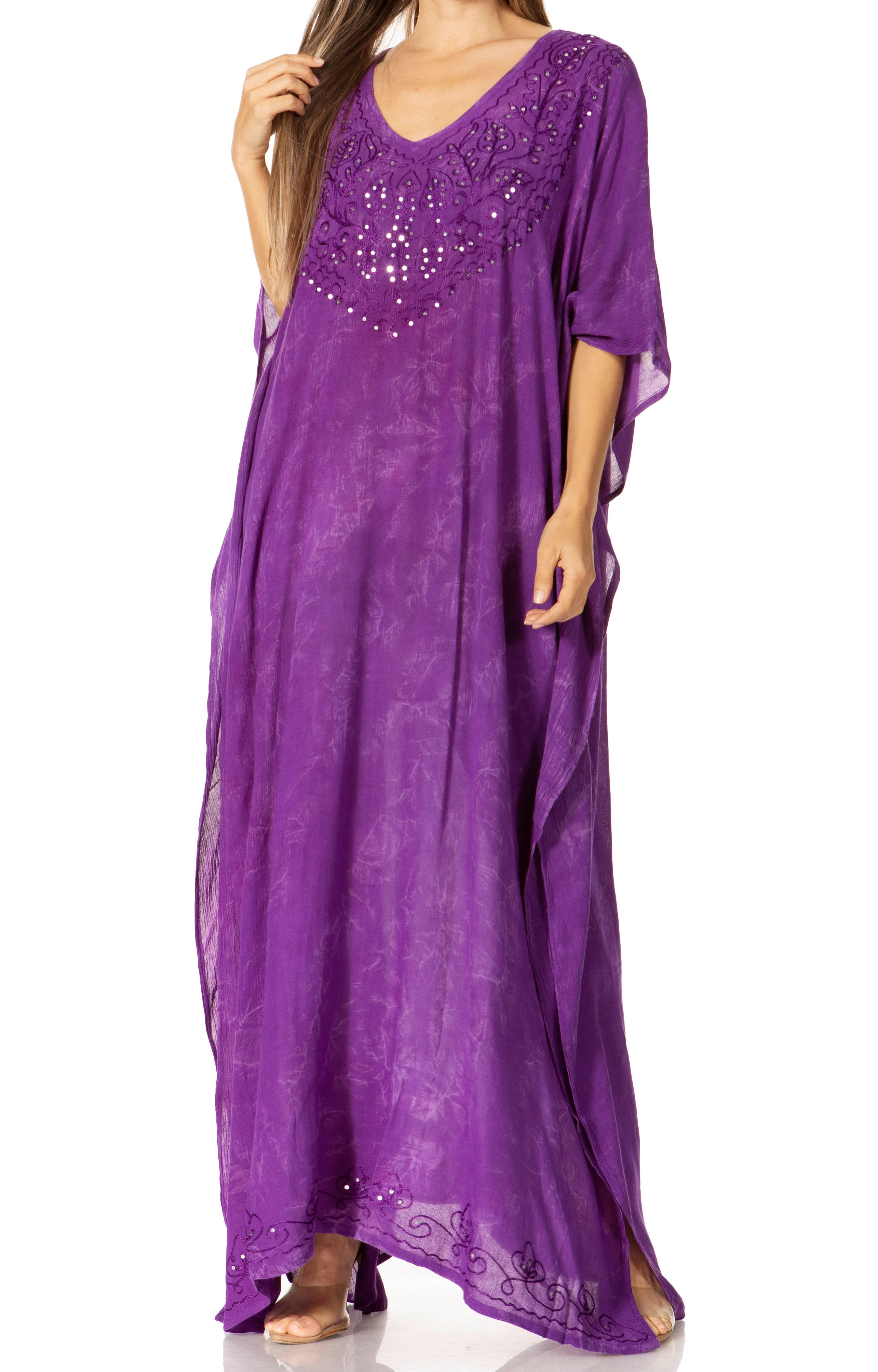 Sakkas Catia Women's Boho Casual Long Maxi Caftan Dress Kaftan Cover-up ...