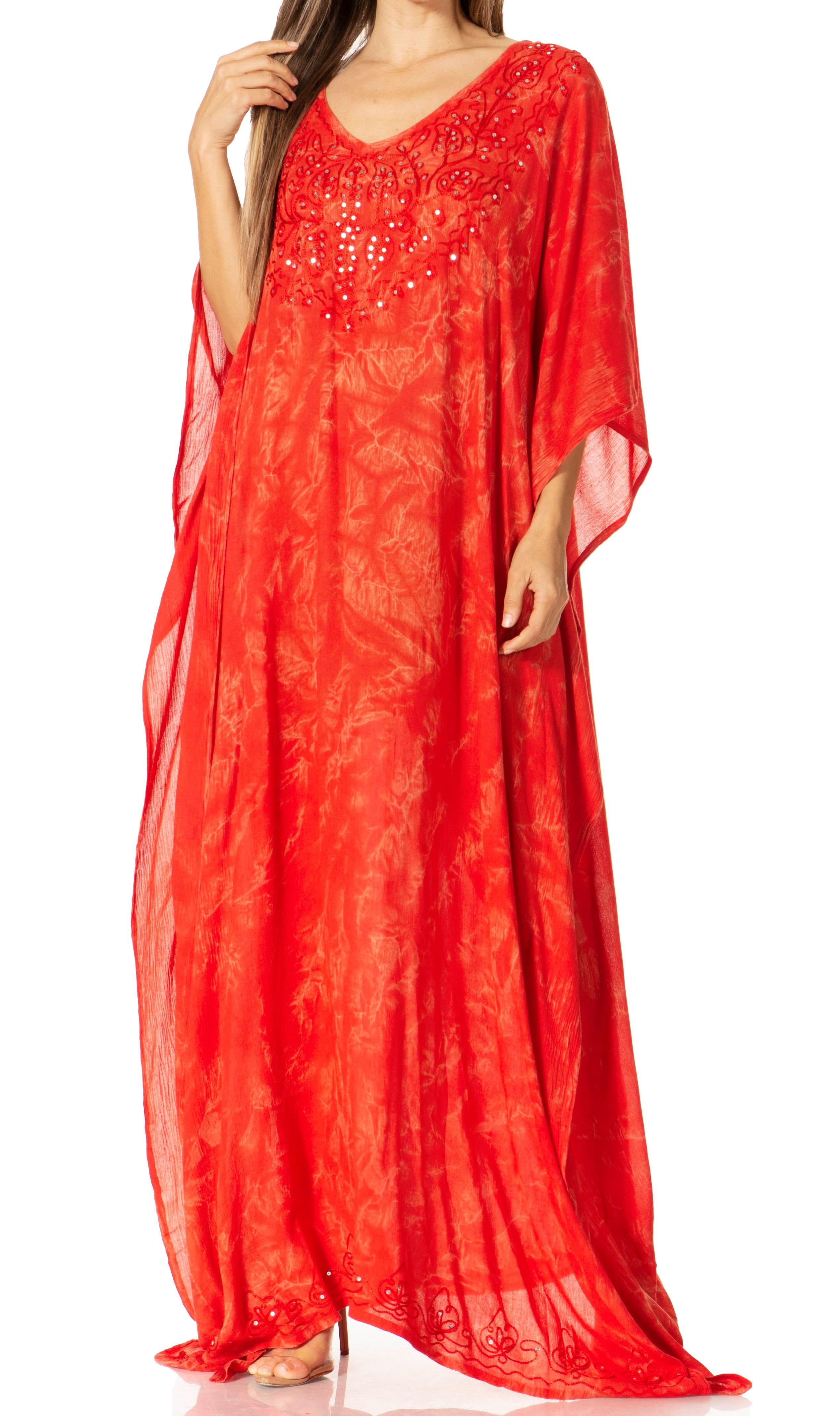 Sakkas Catia Women's Boho Casual Long Maxi Caftan Dress Kaftan Cover-up ...