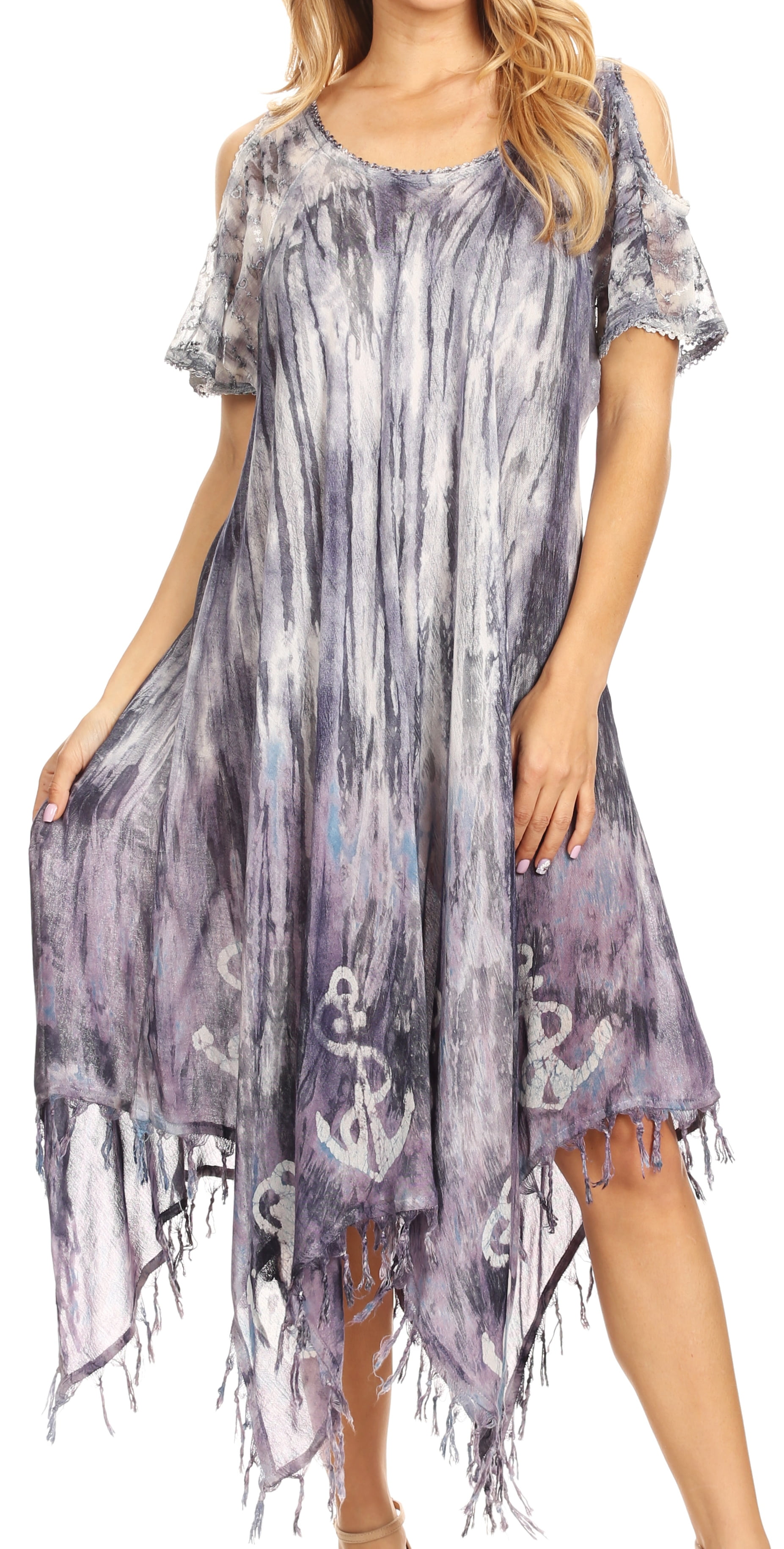 Sakkas Flo Women's Cold Shoulder Loose Fit Midi Casual Summer Dress ...