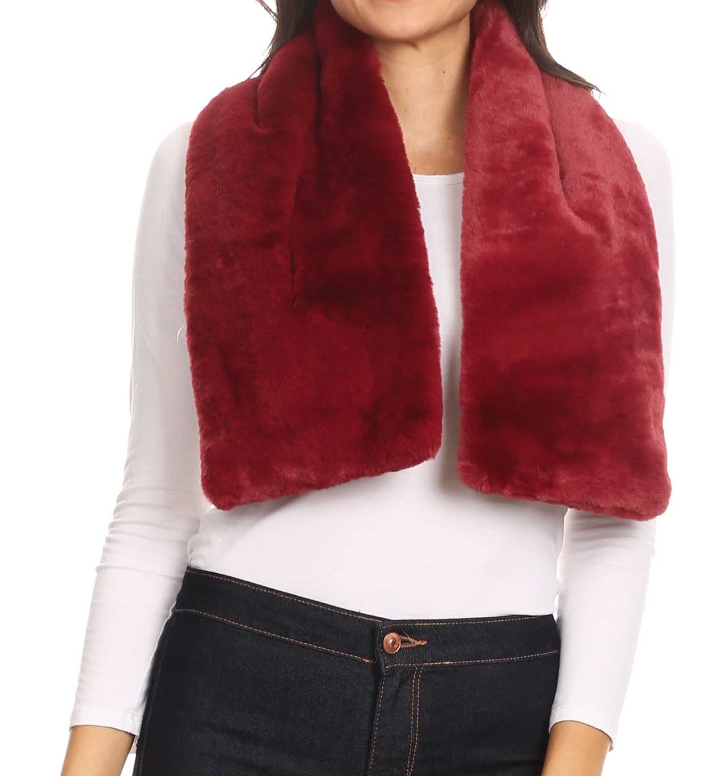 Sakkas Malen Long Rectangle Faux Fur Warm Soft Furry Wrap Around ...