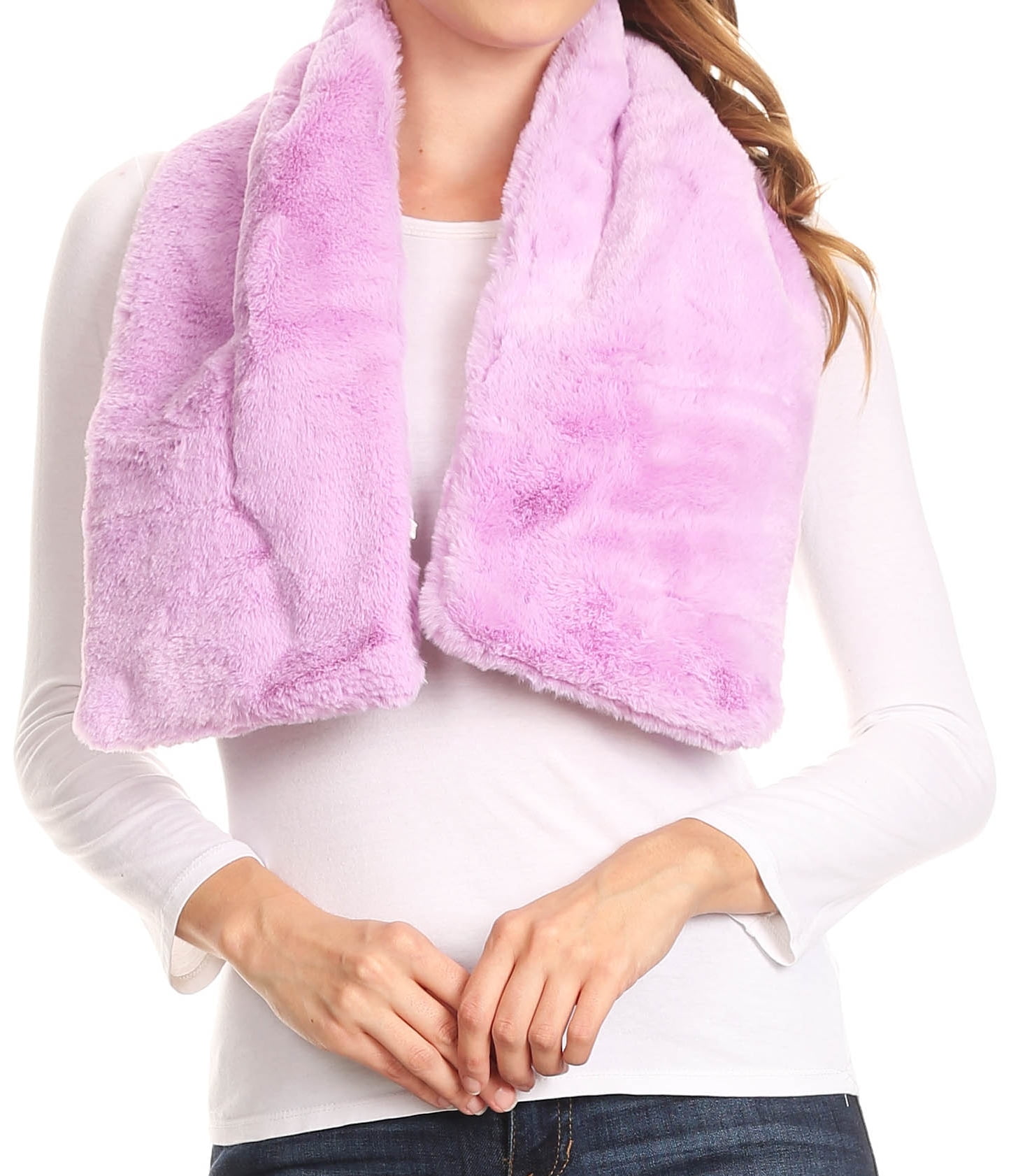Sakkas Malen Long Rectangle Faux Fur Warm Soft Furry Wrap Around ...