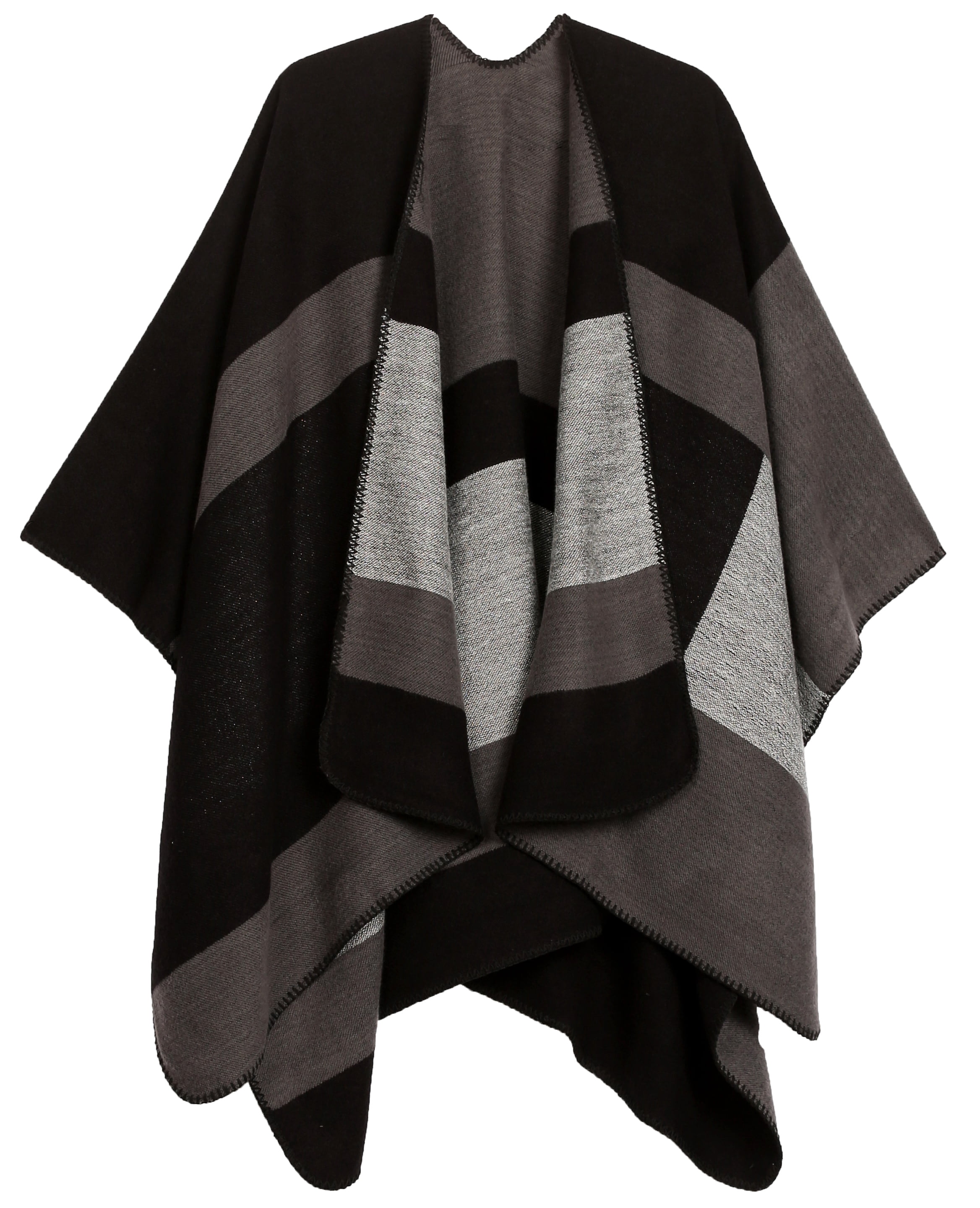 Sakkas Mari Women's Reversible Large Poncho Shawl Wrap Scarf Cape Ruana ...
