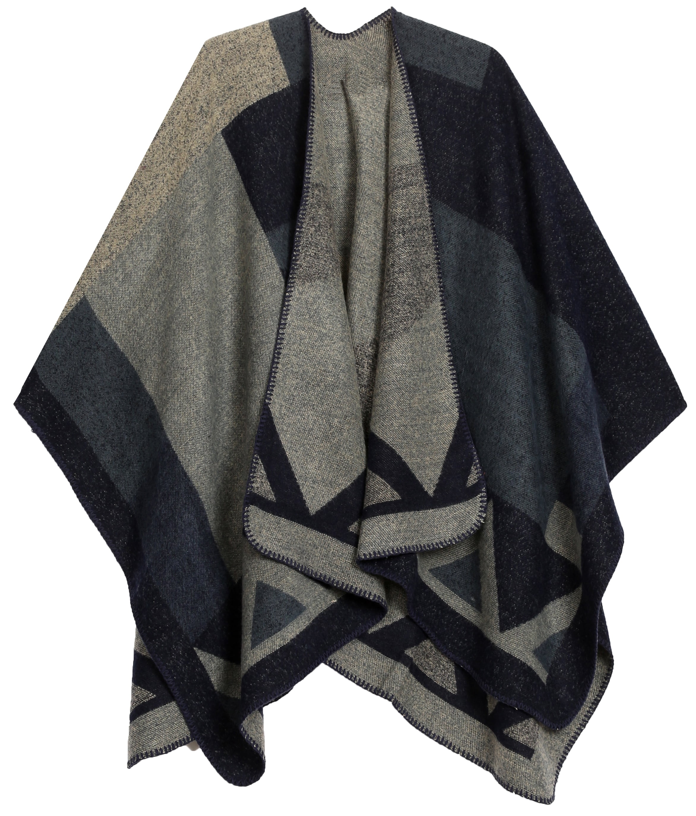 Sakkas Mari Women's Reversible Large Poncho Shawl Wrap Scarf Cape Ruana ...