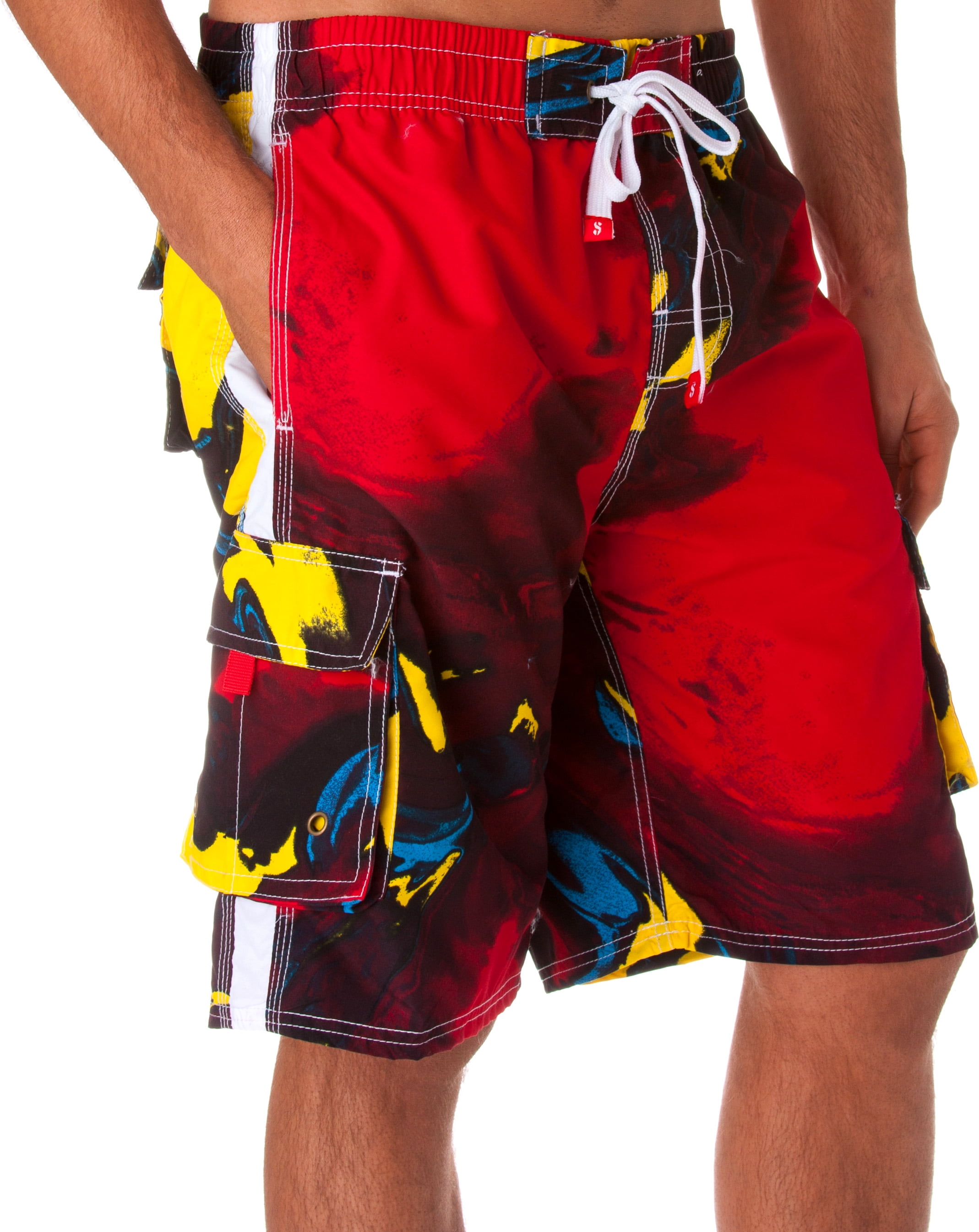 Sakkas Mens Multi Color Wave Design Skate Surf Board Short Swim Trunks ...