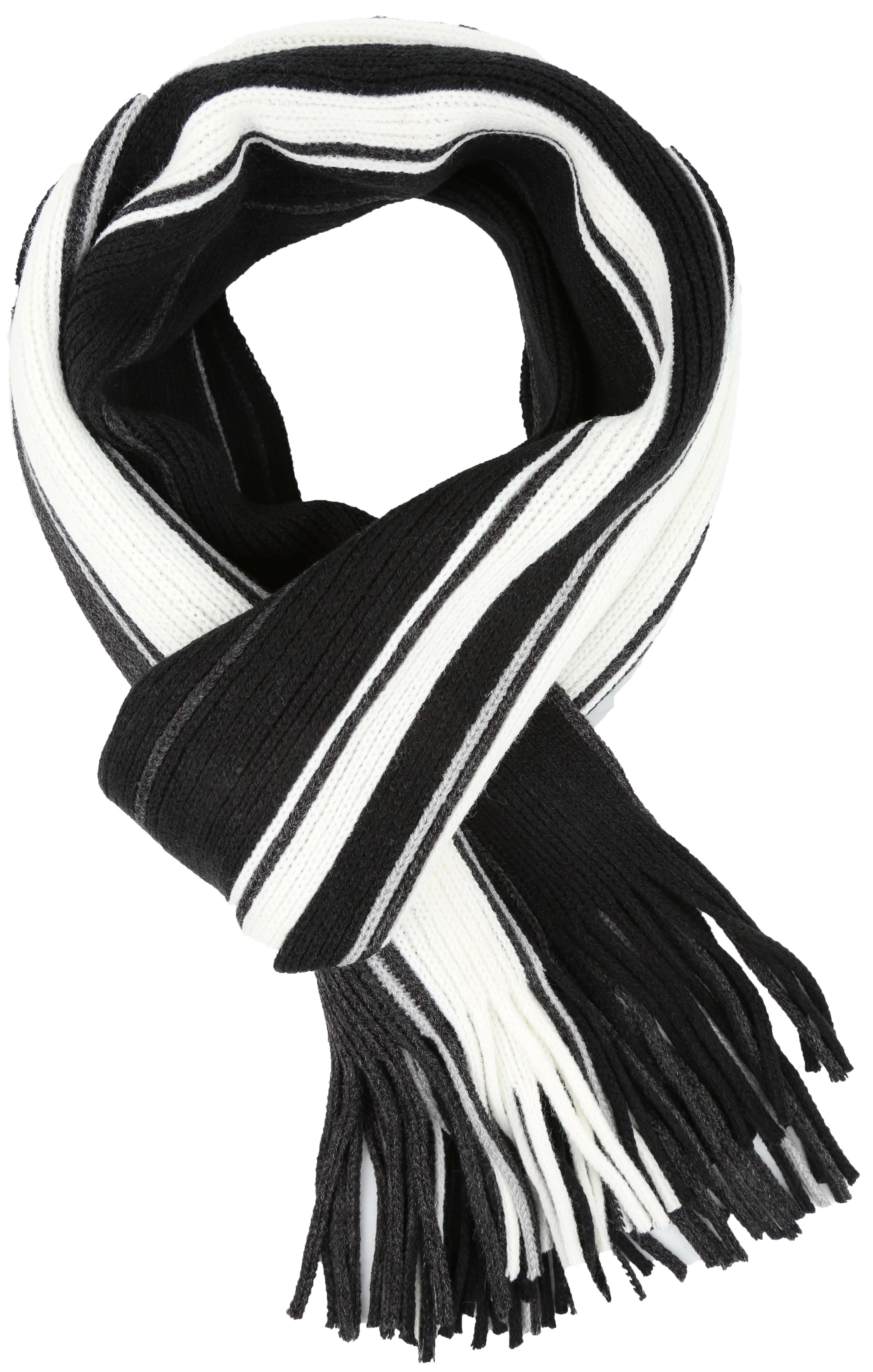 Sakkas Rhyland Striped Color Block Knitted Winter Scarf With Fringe ...