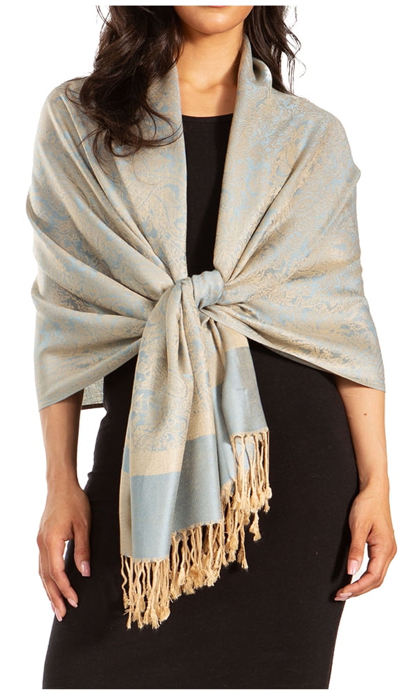 Sakkas Two Tone Vintage Jacquard Paisley Pashmina Shawl Wrap Scarf ...