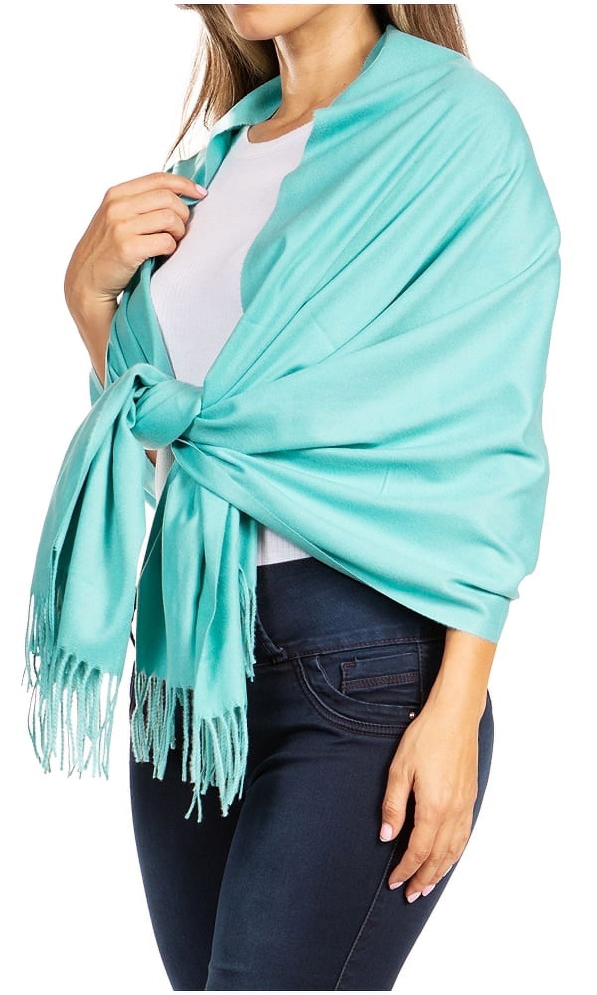 Sakkas Warm Iris Super Soft Pashmina Shawl / Scarf with Fringes - Turq ...