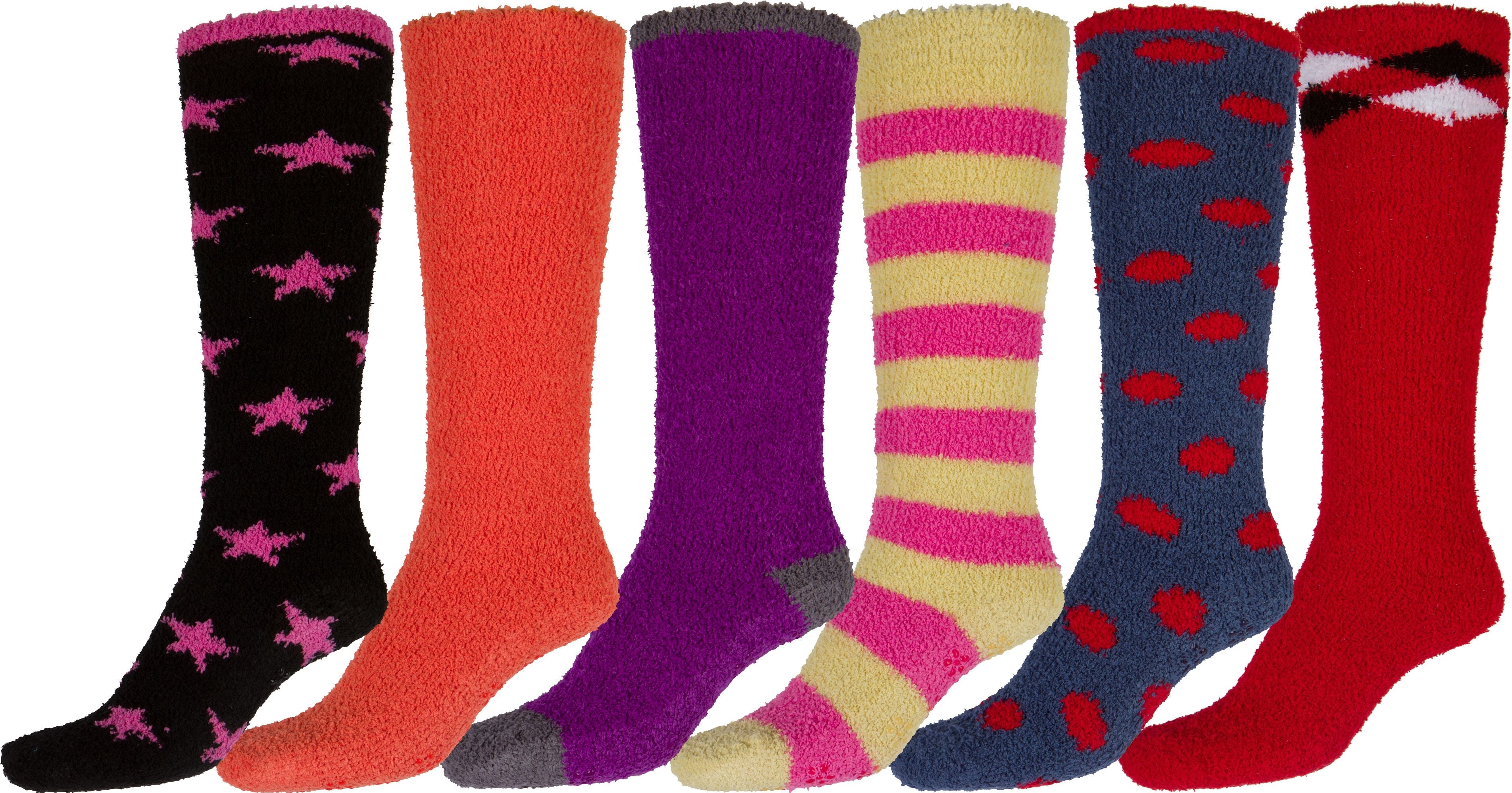 Sakkas Womens Super Soft Anti-Slip Fuzzy Knee High Socks Value Assorted ...