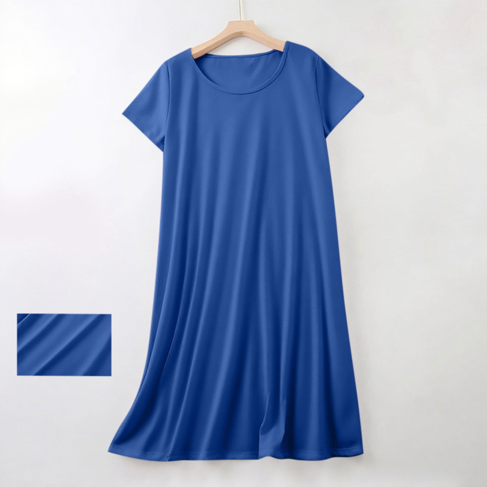 Sakmal 100% Cotton Night Dress for Women Comfy House Dress Blue Short ...