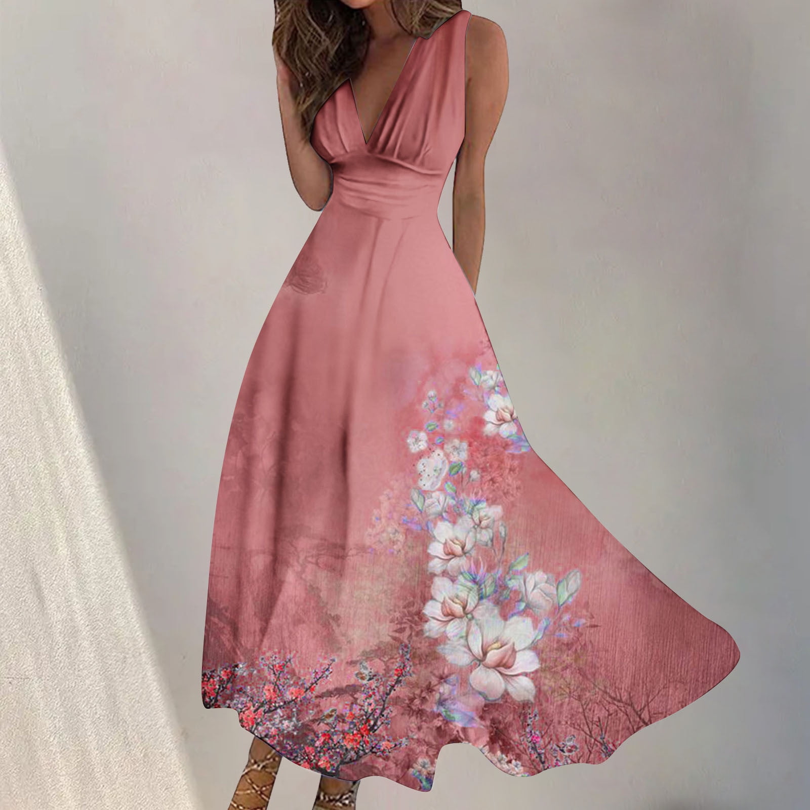 Sakmal A Line Summer Dresses for Women 2025 Tank Empire Waist Maxi Red ...