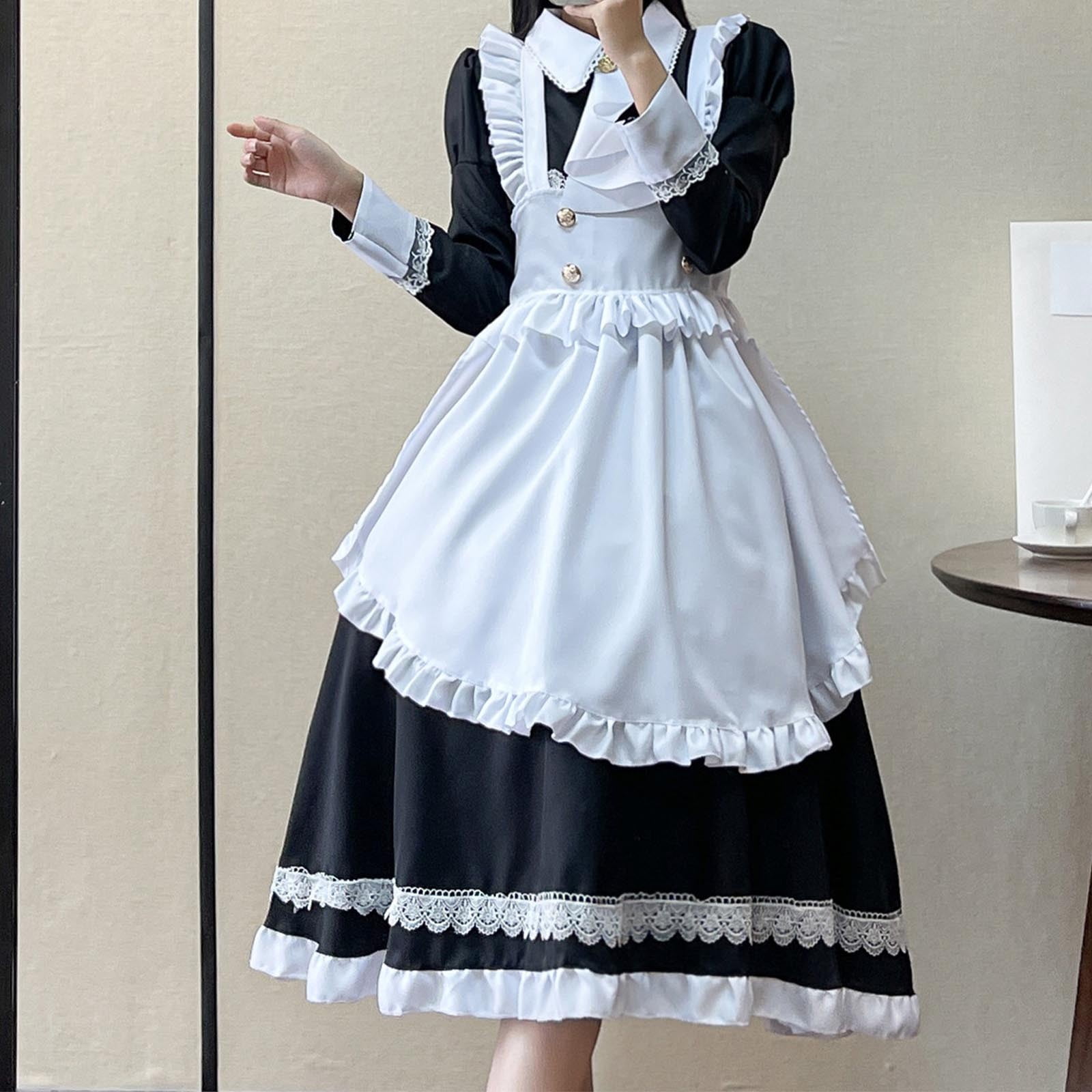 Sakmal A Line Summer Dresses for Women Black Maid Dress Long Dress ...