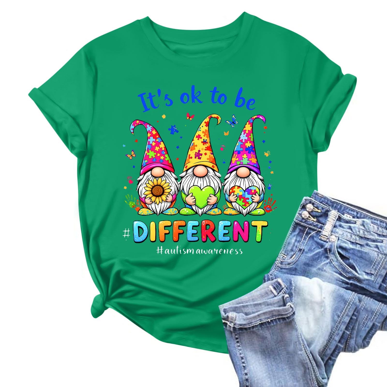 Sakmal Autism Awareness Funny T Shirts It's Ok To Be Different Asd ...